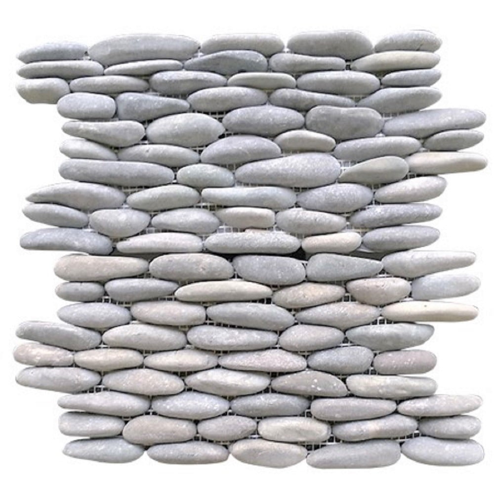 Rainforest Light Grey Stacked Stone Pebble Wall Tile 12" x12" (5.0 Sq ...