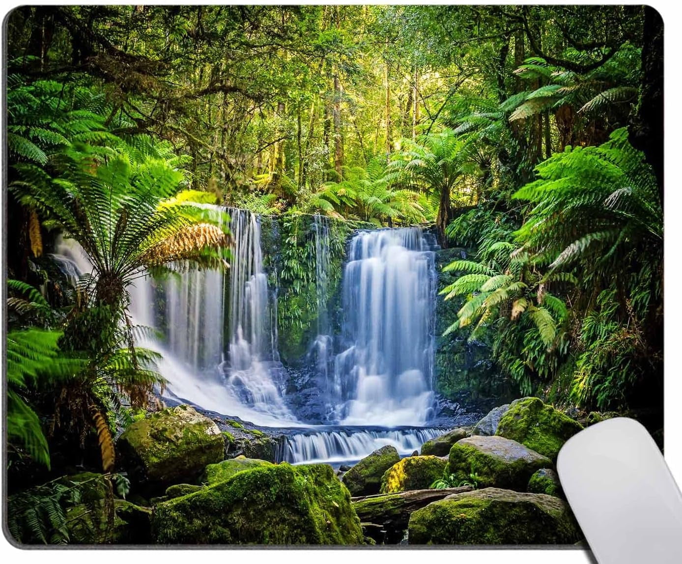 Rainforest Mouse Pad,Green Tropical Plants and Waterfall Mouse Pad ...