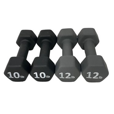 ProsourceFit Neoprene Dumbbells, 12 lb Set, Comfortable Grip, Hexagonal ...