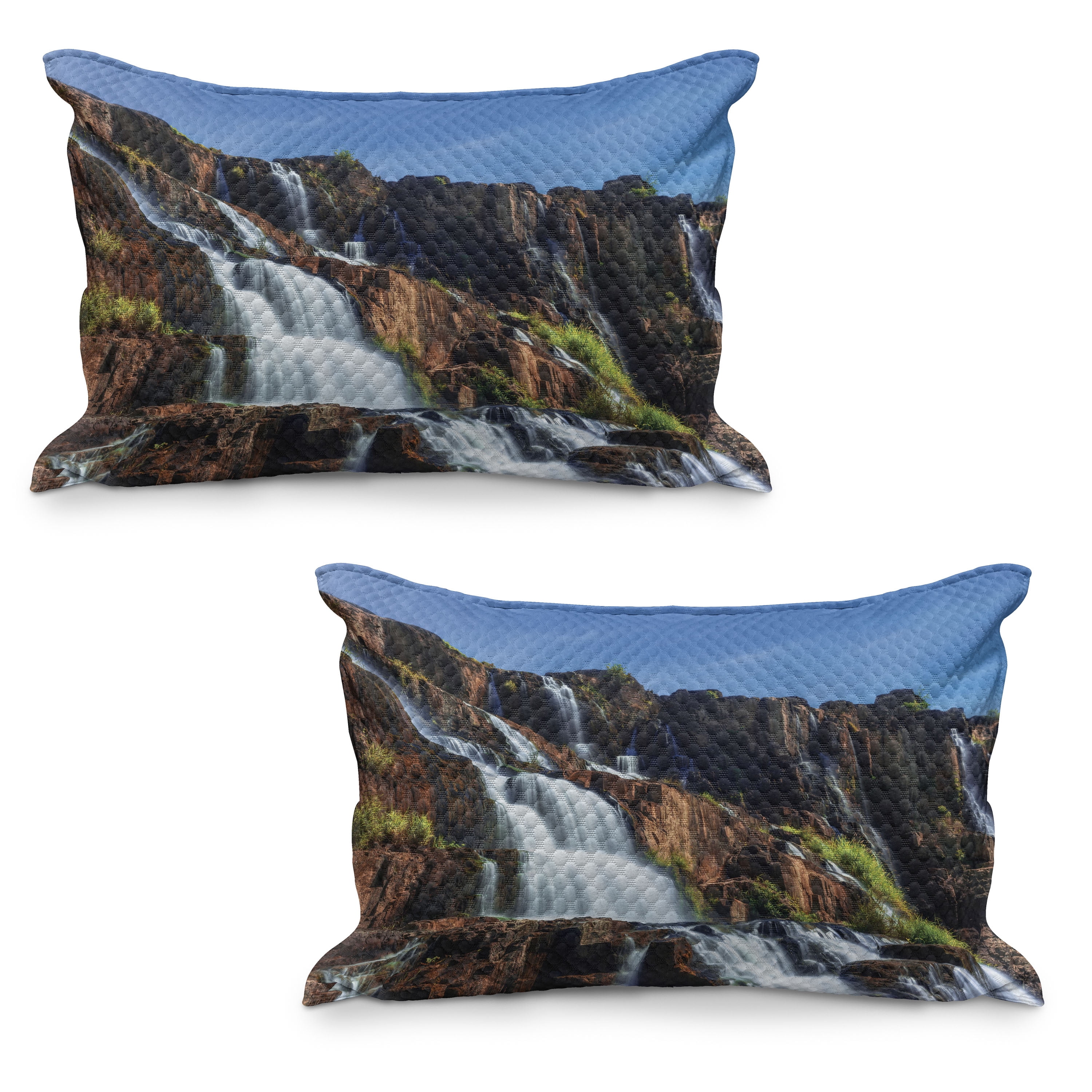 Rainforest Quilted Pillowcover Set of 2, Pongour Waterfall Exotic ...