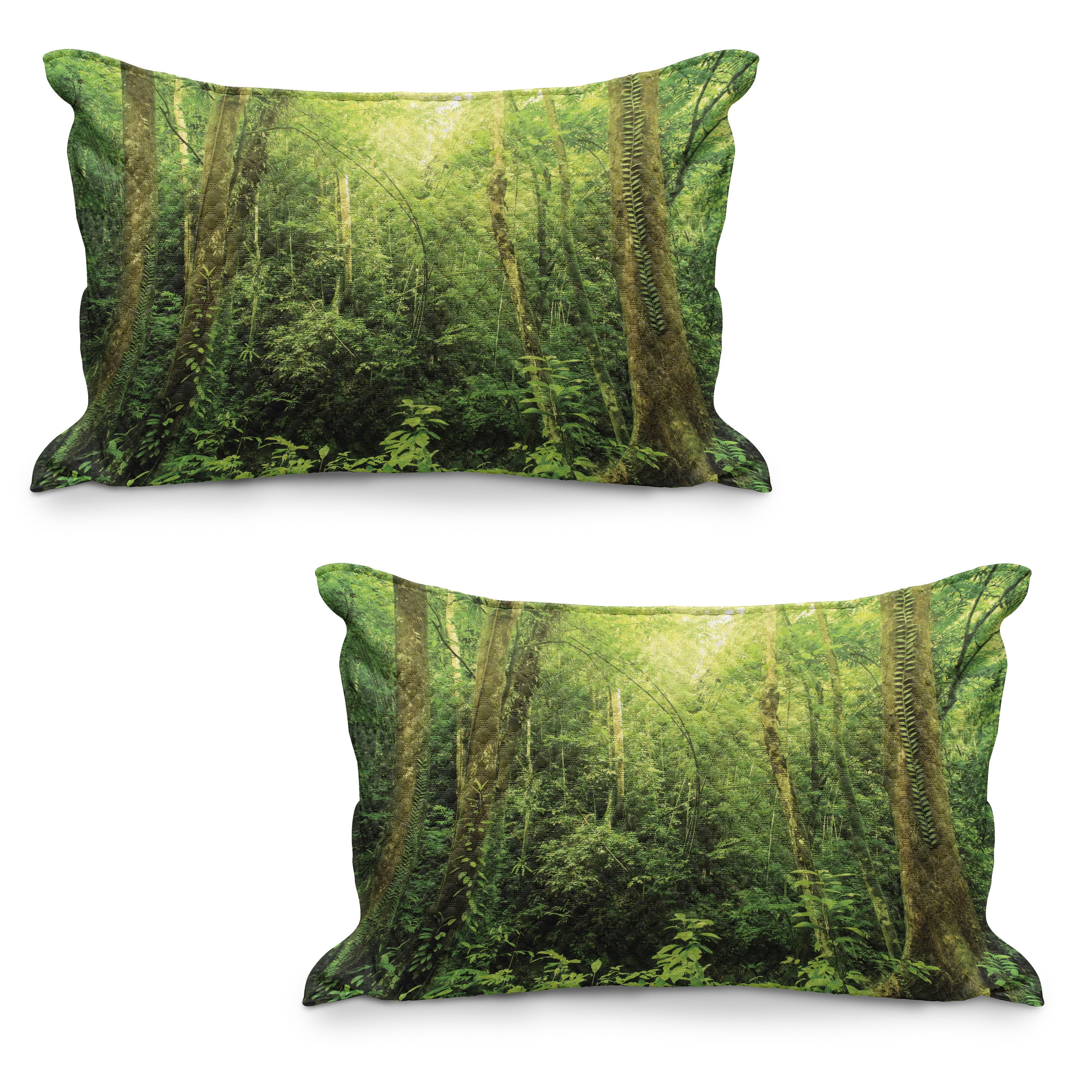 Rainforest Quilted Pillowcover Set of 2, Tropical Rainforest Landscape ...