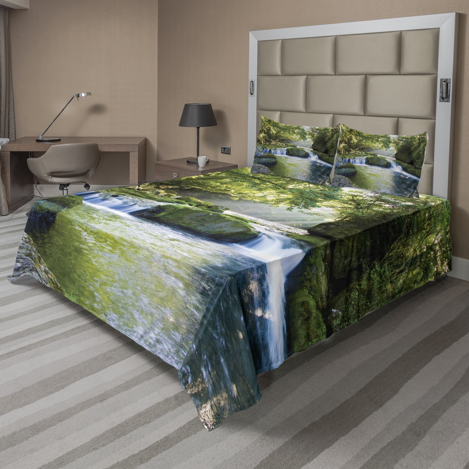 Rainforest Sheet Set, Foliage Jungle Misty Mountains Waterside River ...