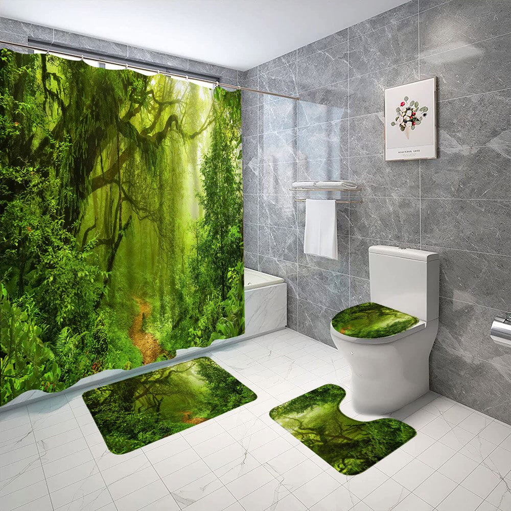 Rainforest Shower Curtain Set Forests Landscapes Spring Fabric Decor ...