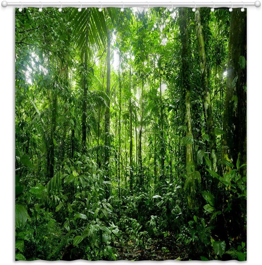 Rainforest Shower Curtain Tropical Jungle Forest Palm Trees Green ... Rainforest Shower Curtain Tropical Jungle Forest Palm Trees Green ...