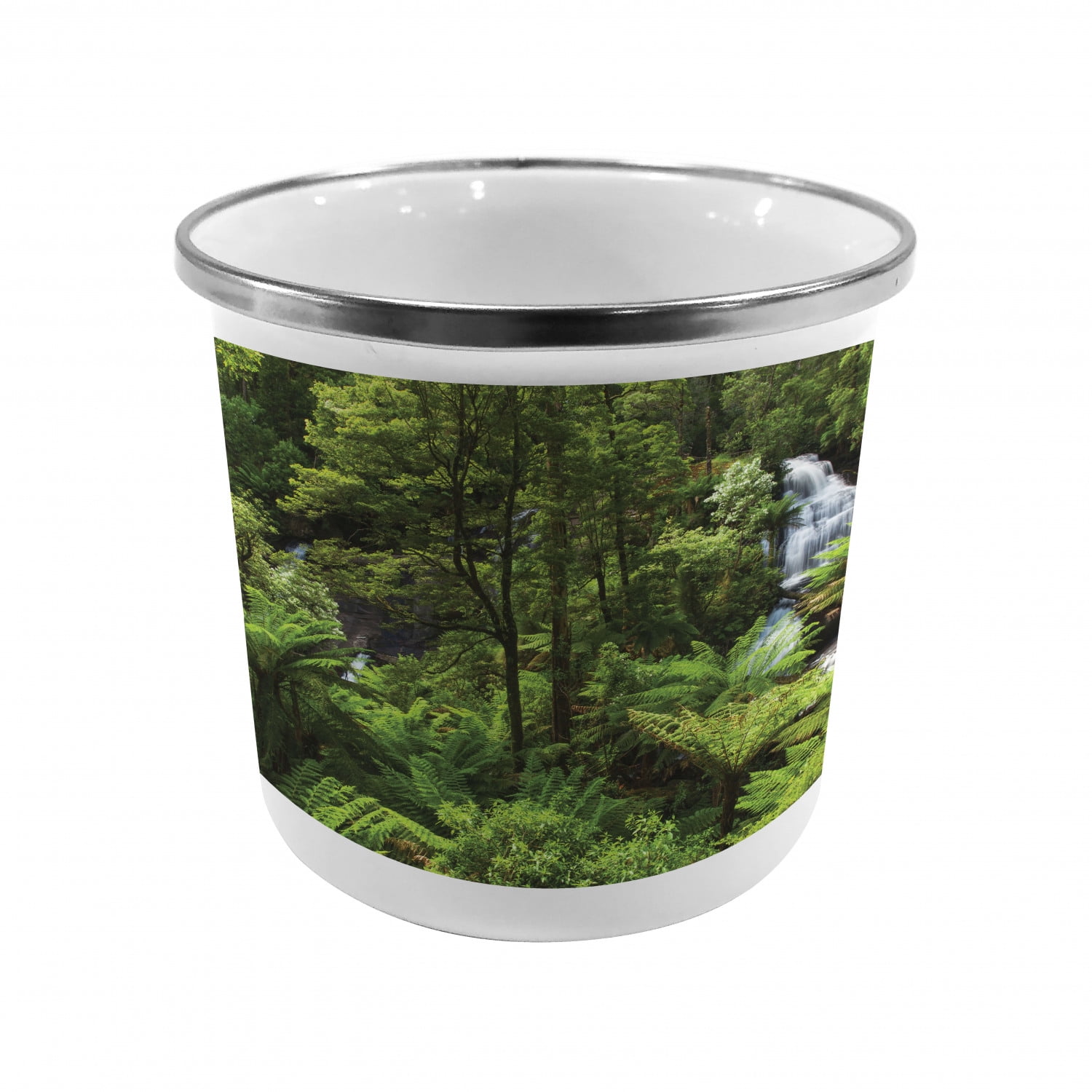 Rainforest Steel Camping Mug, Forest Waterfall River Tourist Attraction ...