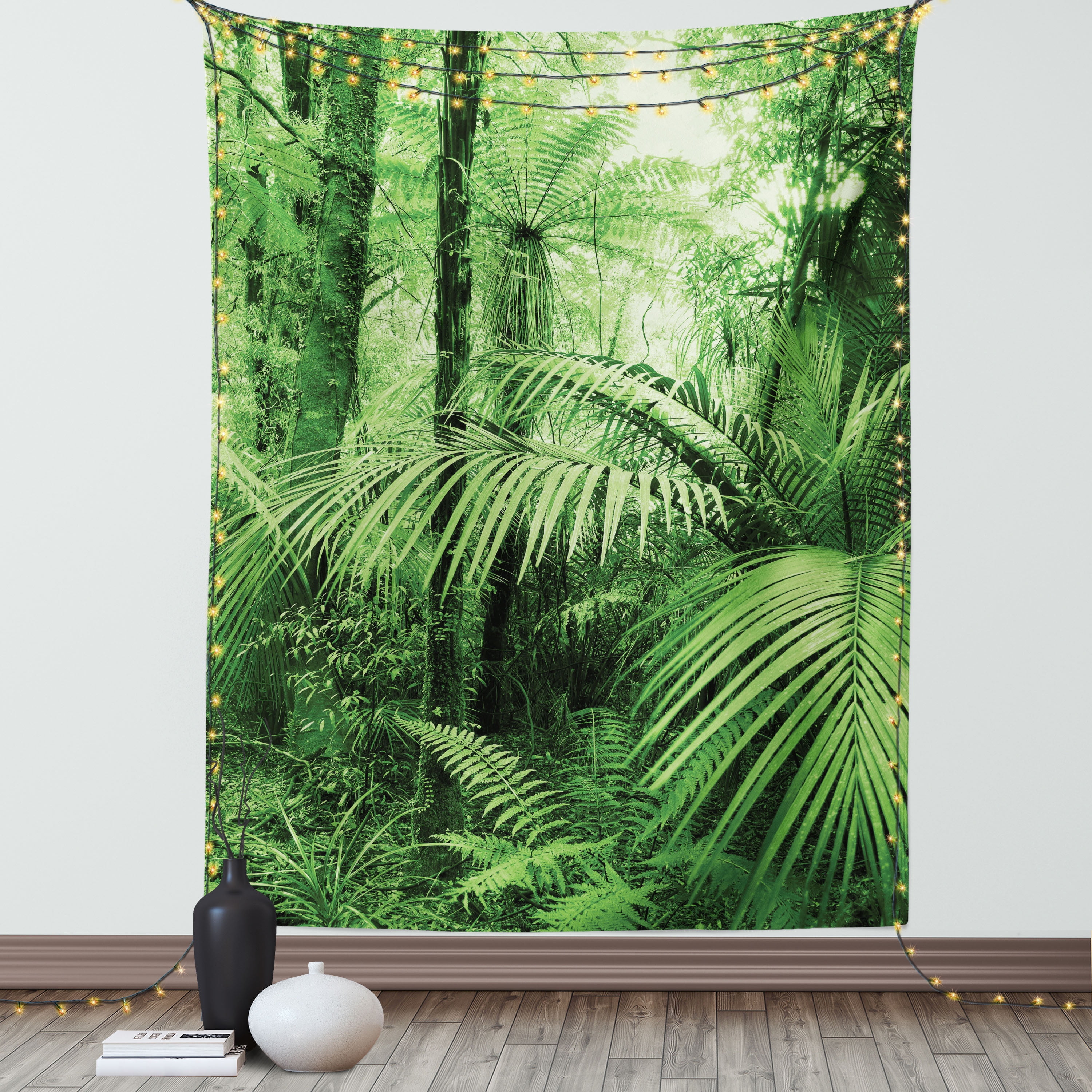 Rainforest Tapestry, Palm Trees and Exotic Plants in Tropical Jungle ...