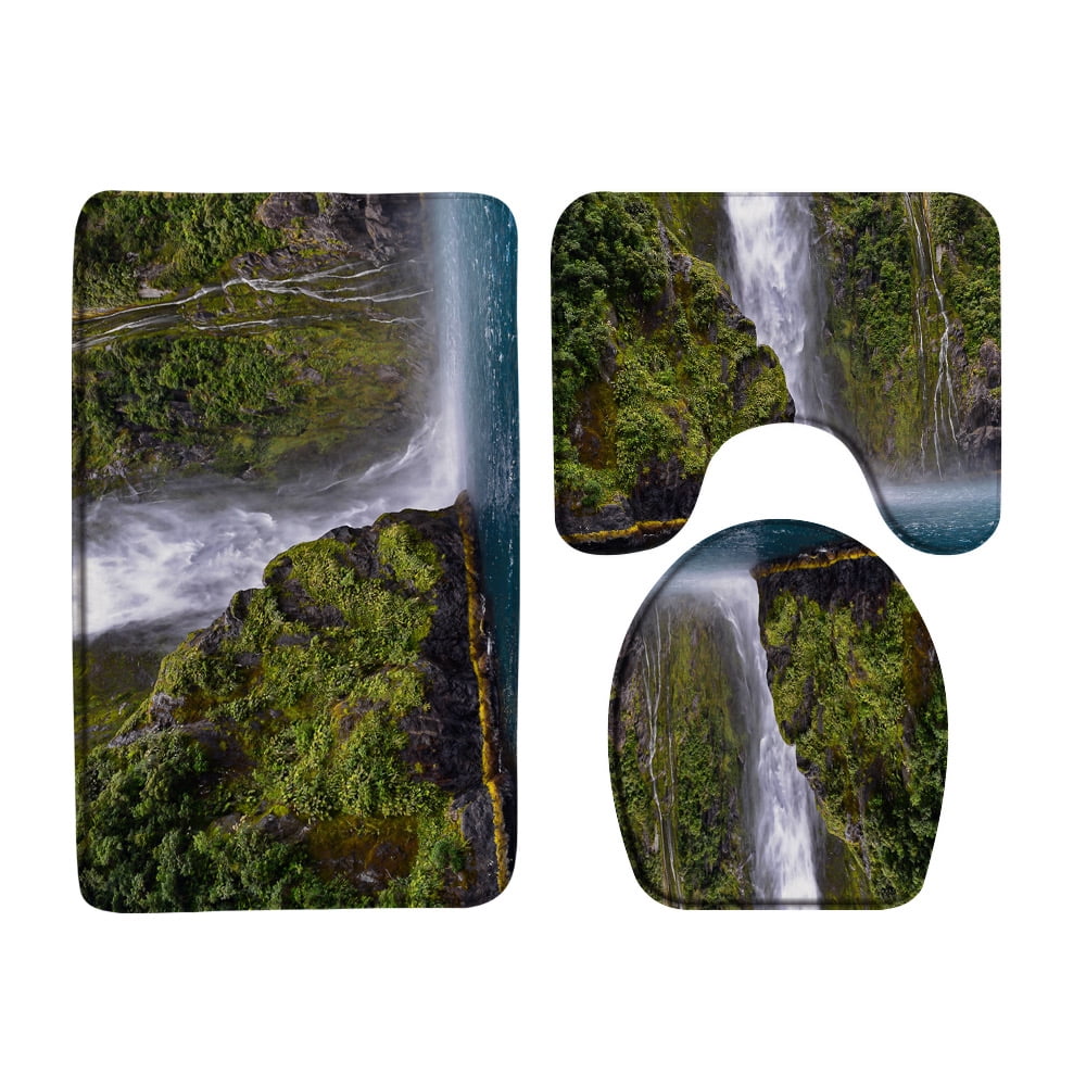 Rainforest Waterfall Tree Bath Mat Sets Jungle Natural Scenery ...
