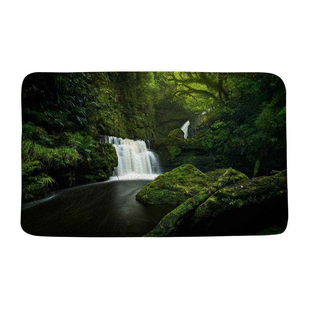 Rainforest Waterfall Tree Bath Mat Sets Jungle Natural Scery ...