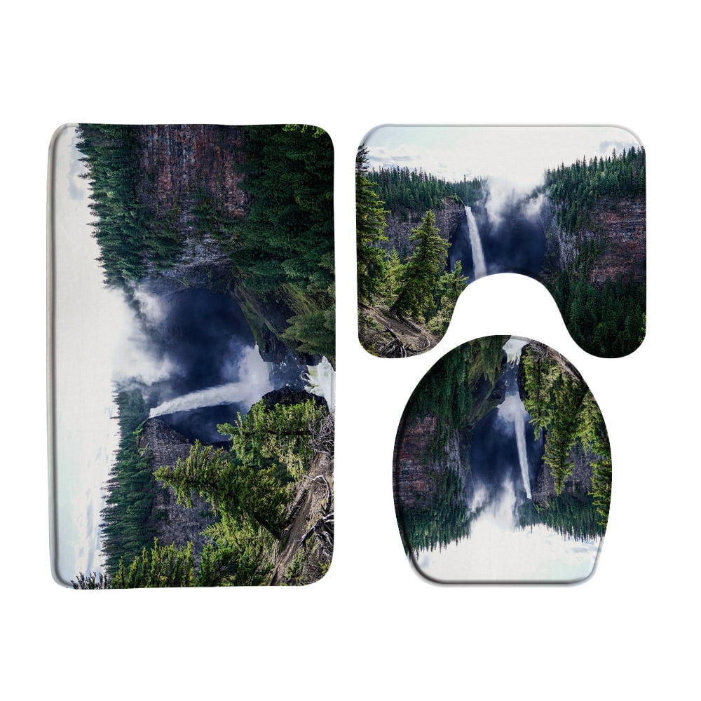 Rainforest Waterfall Tree Bath Mat Sets Jungle Natural Scery ...