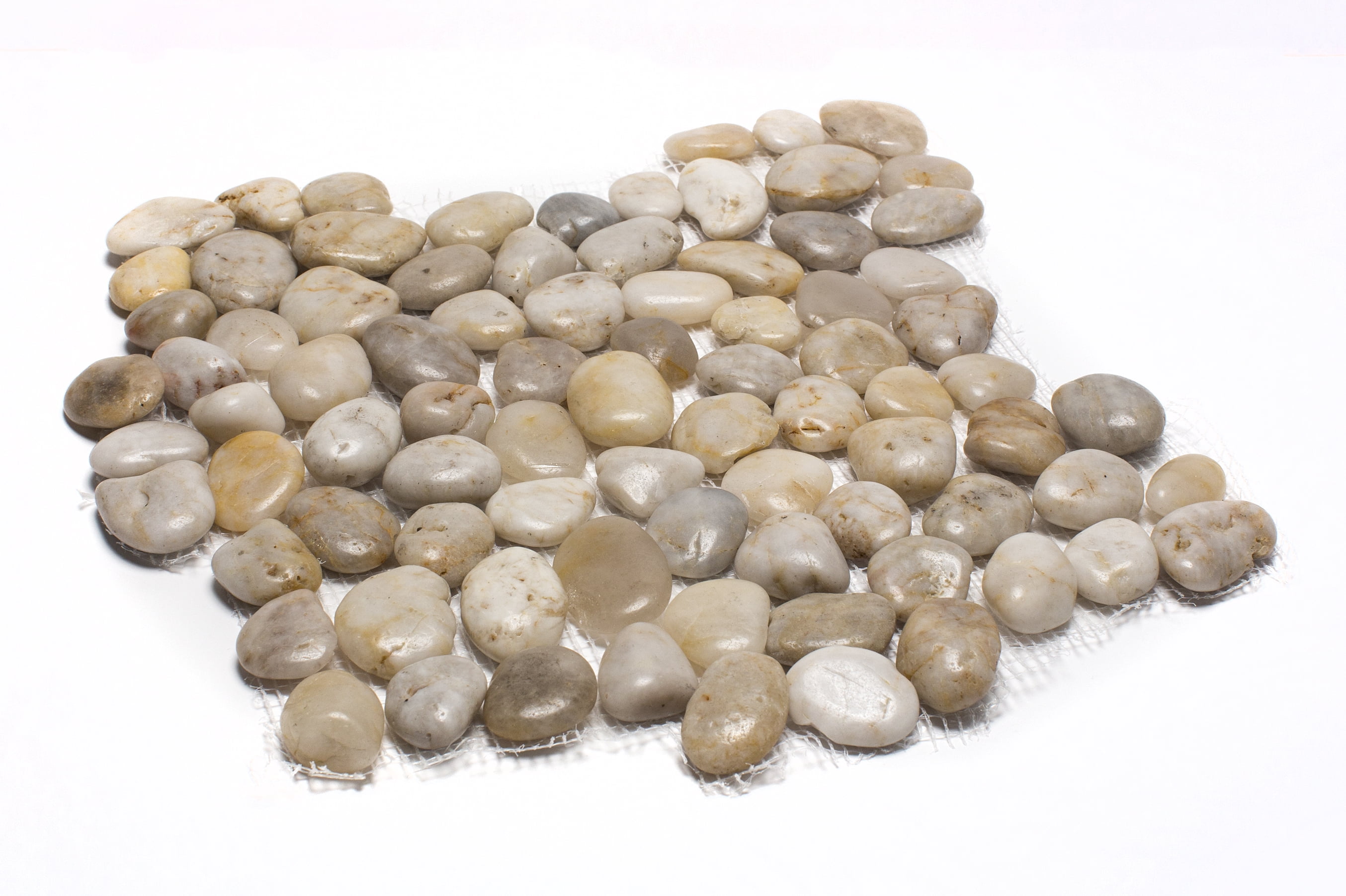 Rainforest White Mid-Polish Pebble Stone Floor and Wall Tile 12" x12 ...