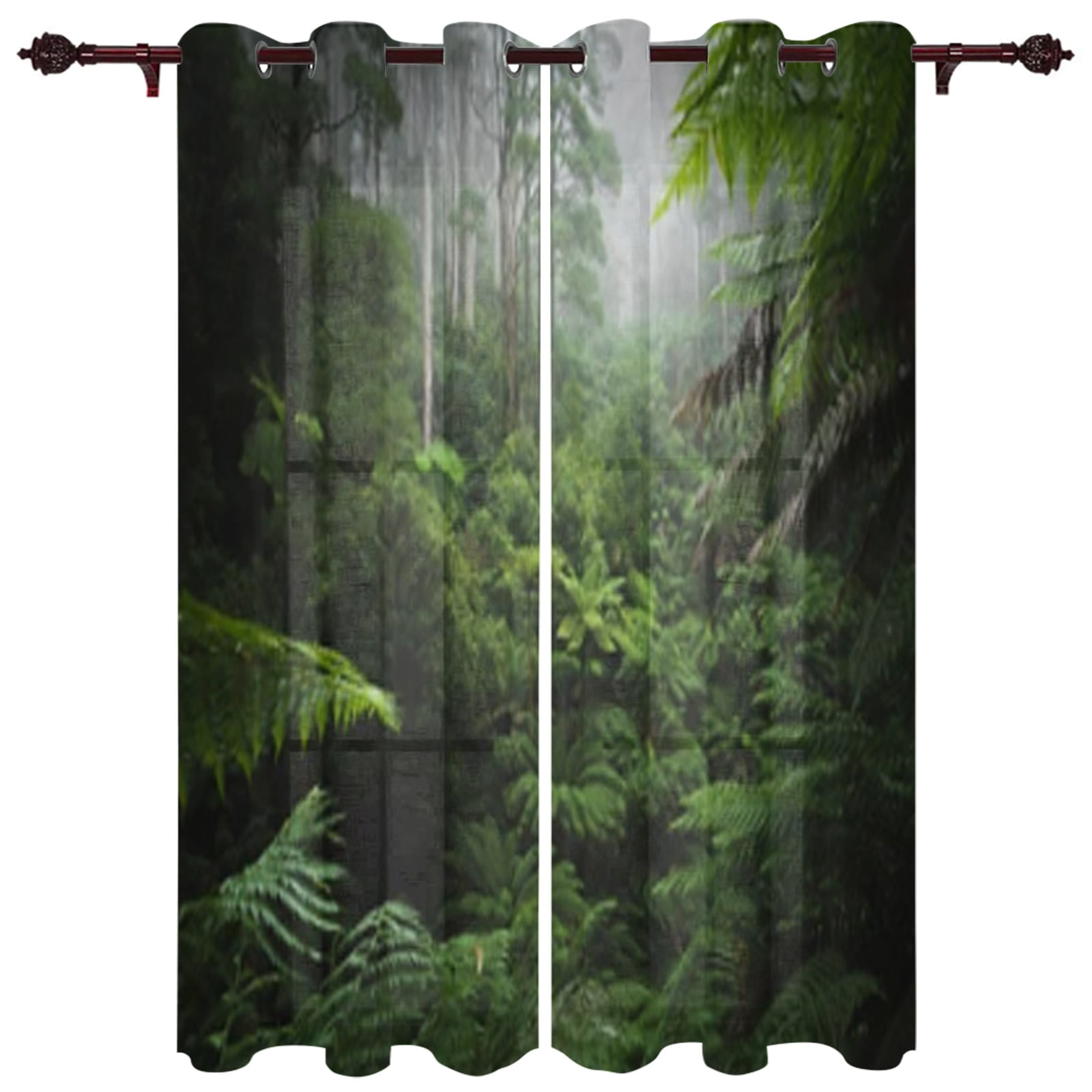 Rainforest With Morning Fog Window Curtains For Living Room Kitchen ...