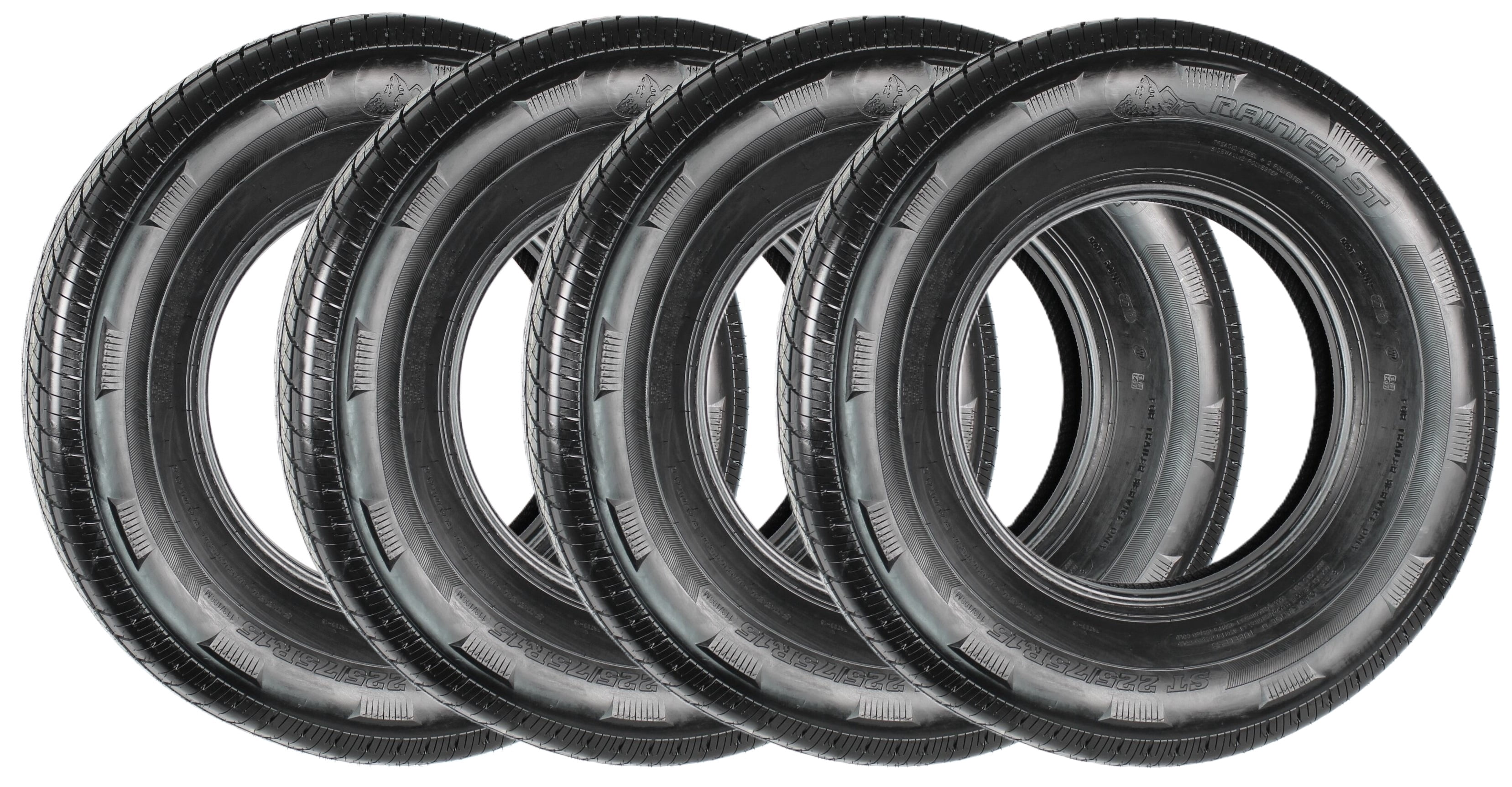 Rainier 4-Pack Radial Trailer Tires ST225/75R15 2830# Load Range E ...