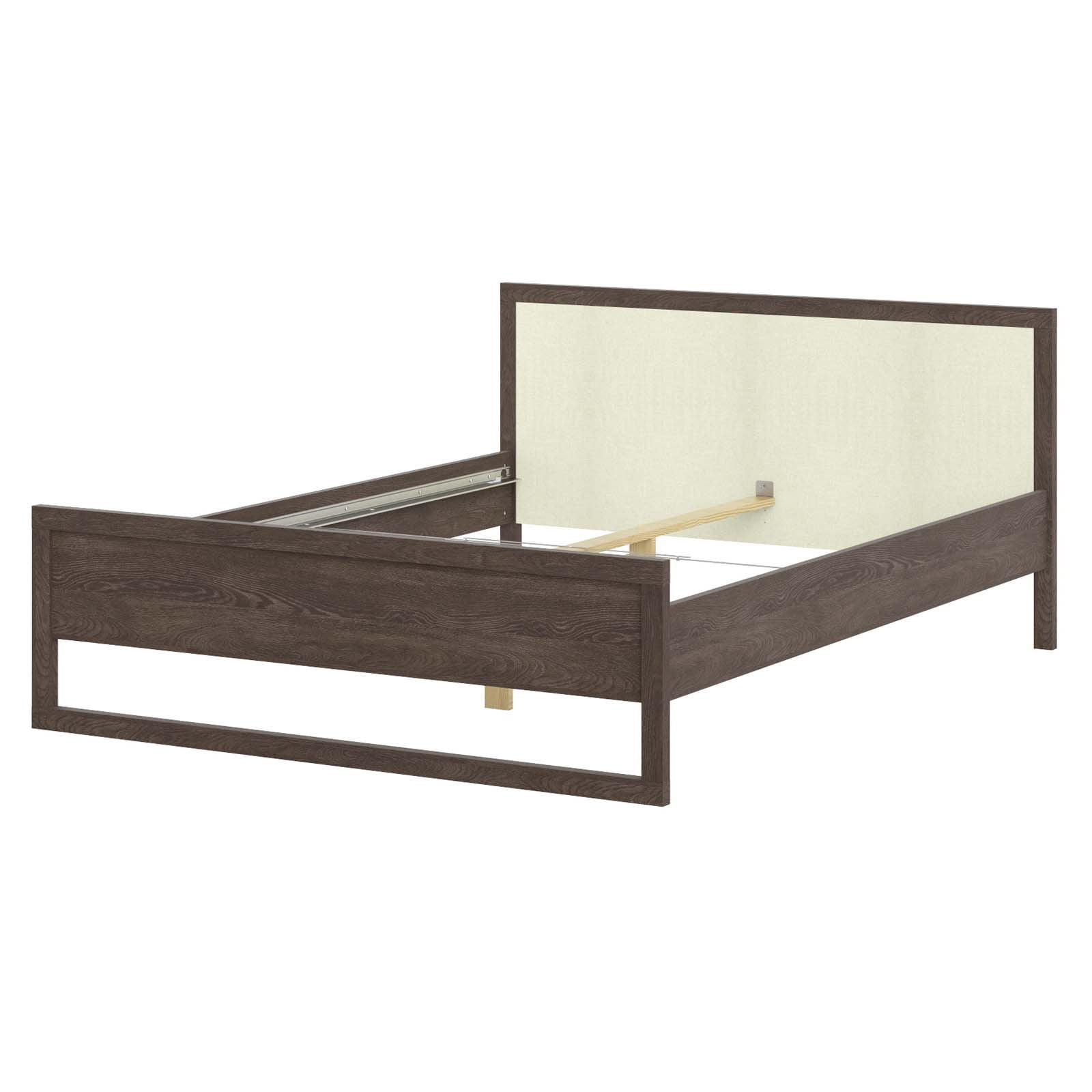 Rainier Queen Bed with Slat Roll, Dark Chocolate/Textile Beige color - Walmart.com