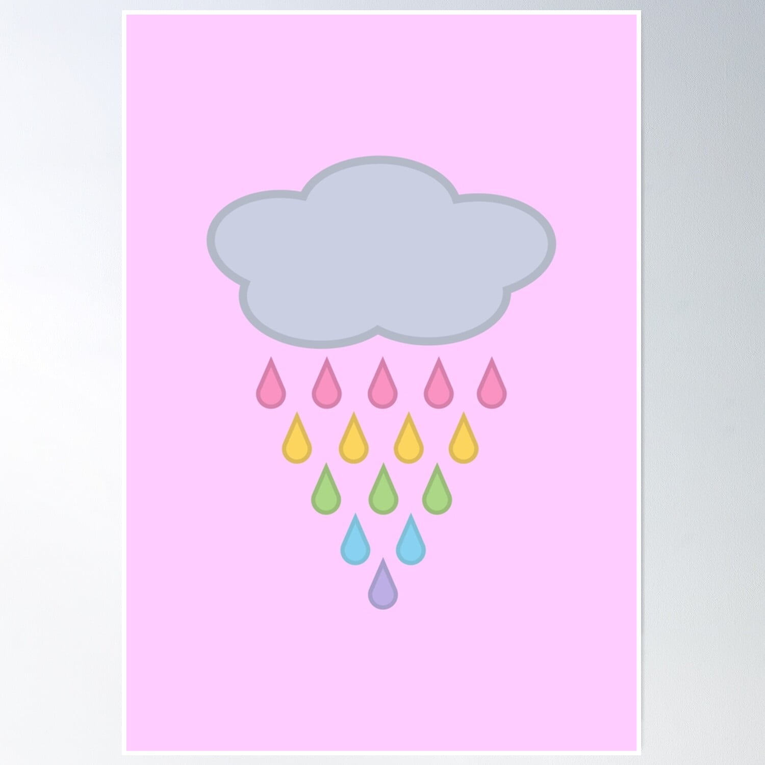 Raining Rainbow Rain Cloud In Pink Poster Wall Art, Modern Wall Decor ...