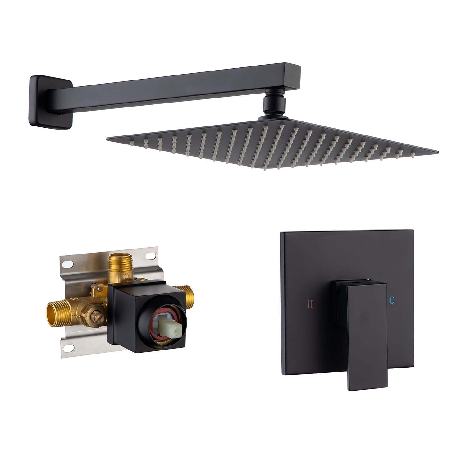 Rainlex One-Handle Stainless Steel Matte Black Square Shower Faucet ...