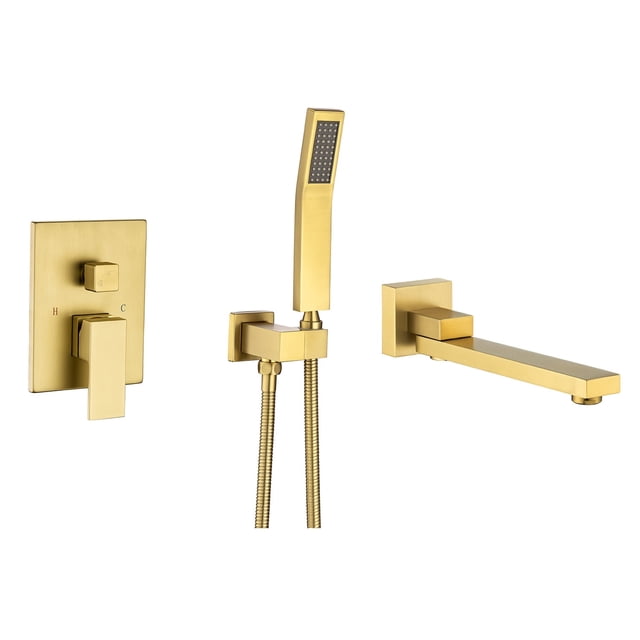 Rainlex Rainlex One-Handle 1-Spray Setting Brushed Gold Bathtub Shower ...