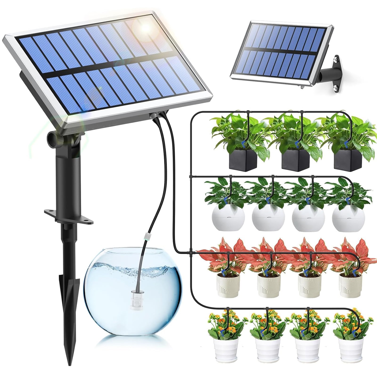Free Shipping! RAINPOINT Solar Drip Irrigation System Outdoor Automatic ...