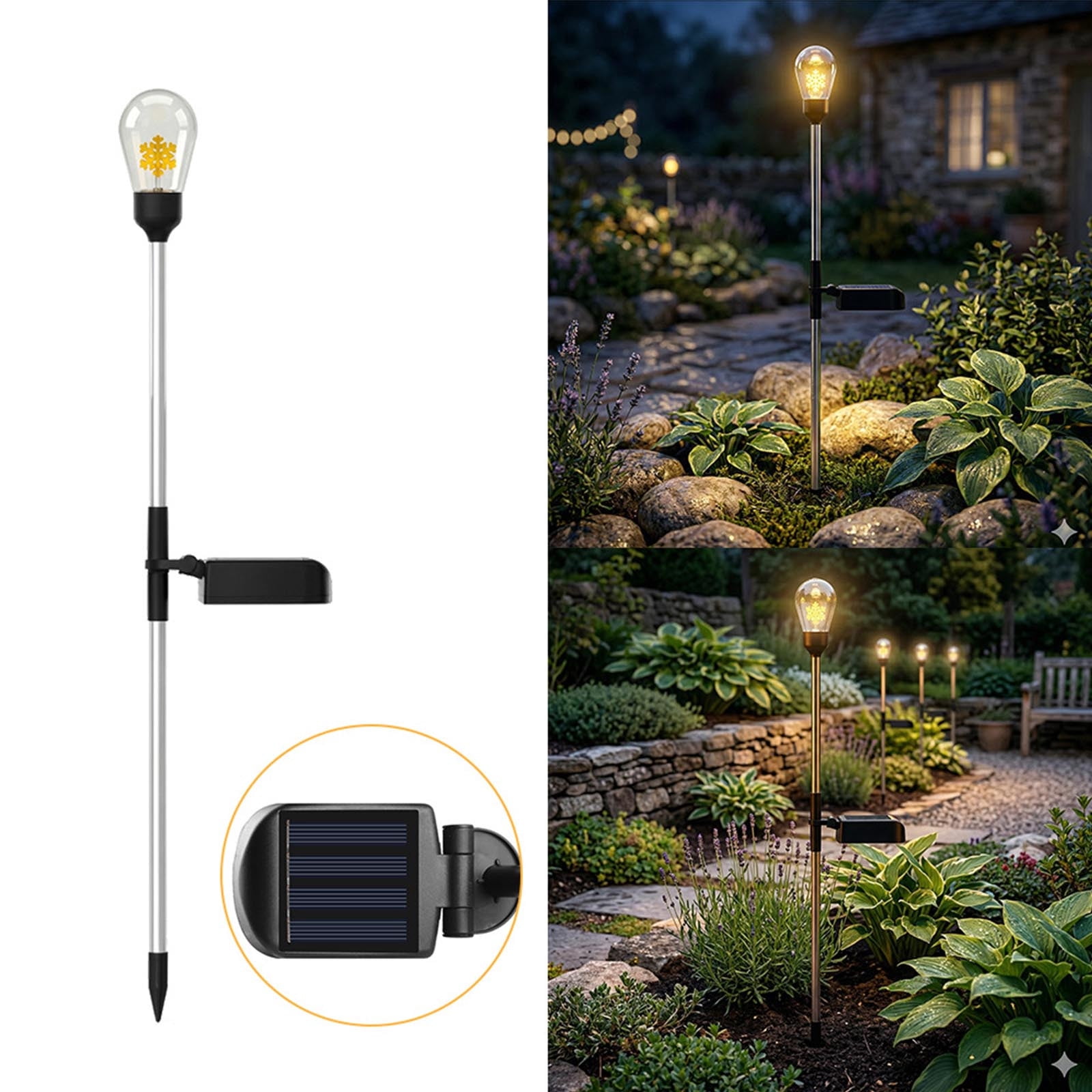 Rainproof Solar Filament Ground Plug Light,Energy Saving Lawn Lamp,Warm ...