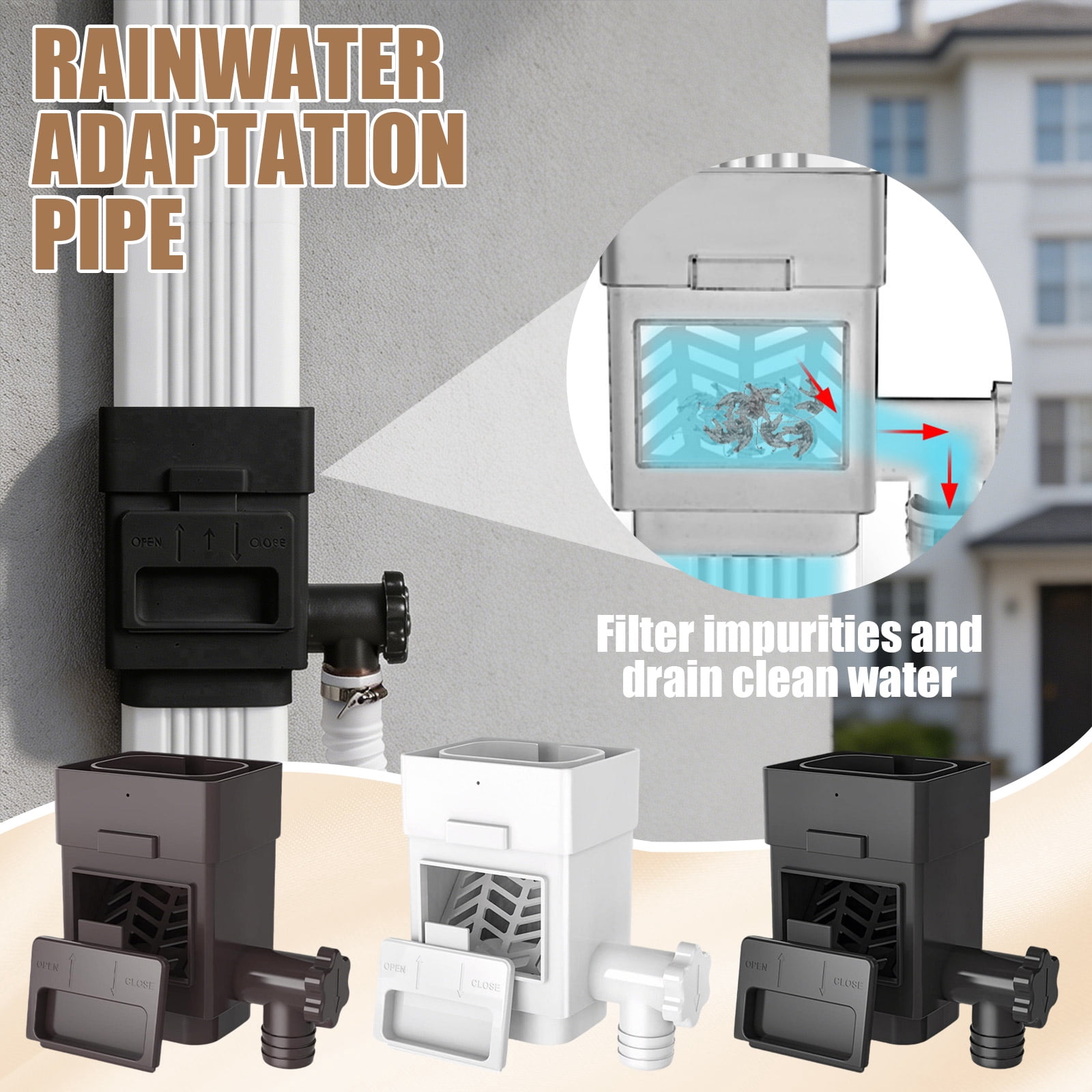 Rainwater Collection System, Downspout Diverter Fits for 2x3 or 3x4 ...