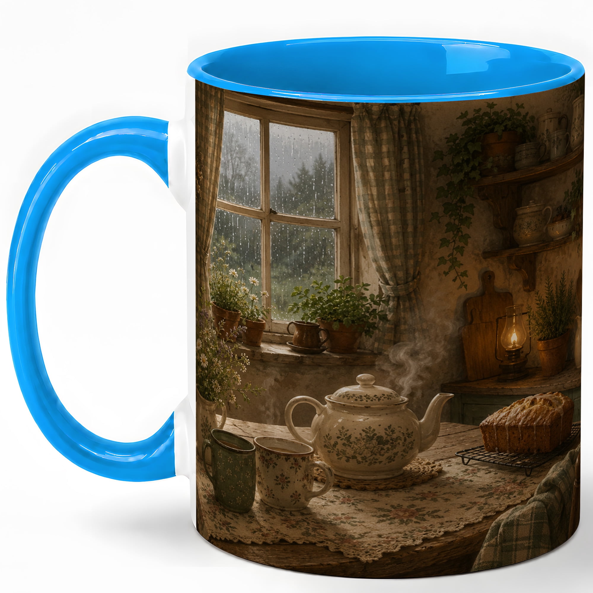 Rainy Cottage Kitchen 11oz Ceramic Mug, Cozy Tea Room Coffee Cup ...