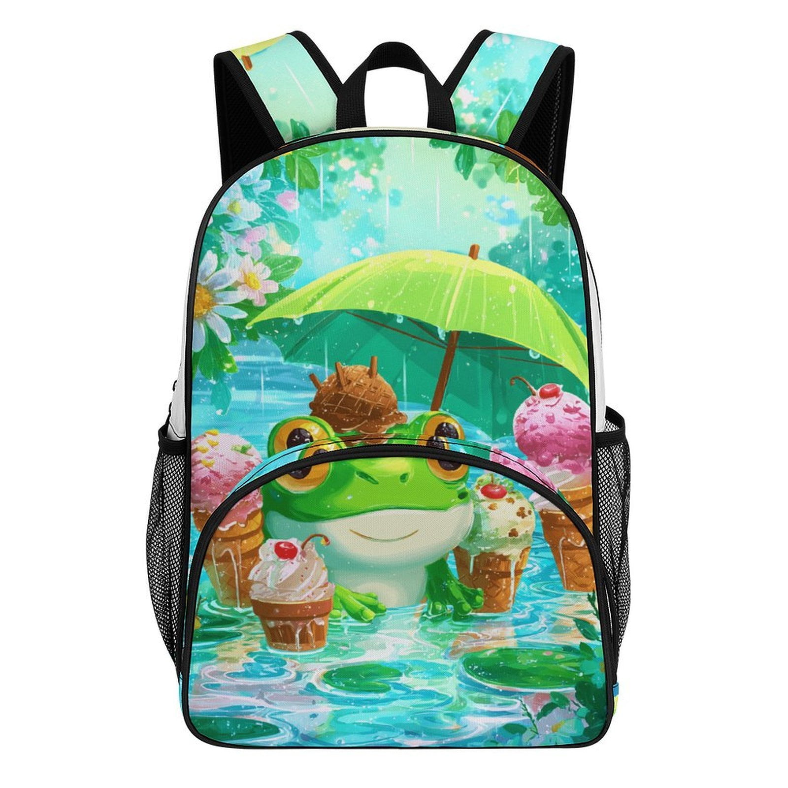 Rainy Day Frog Ice Cream Fun Backpack Travel Laptop Casual College ...