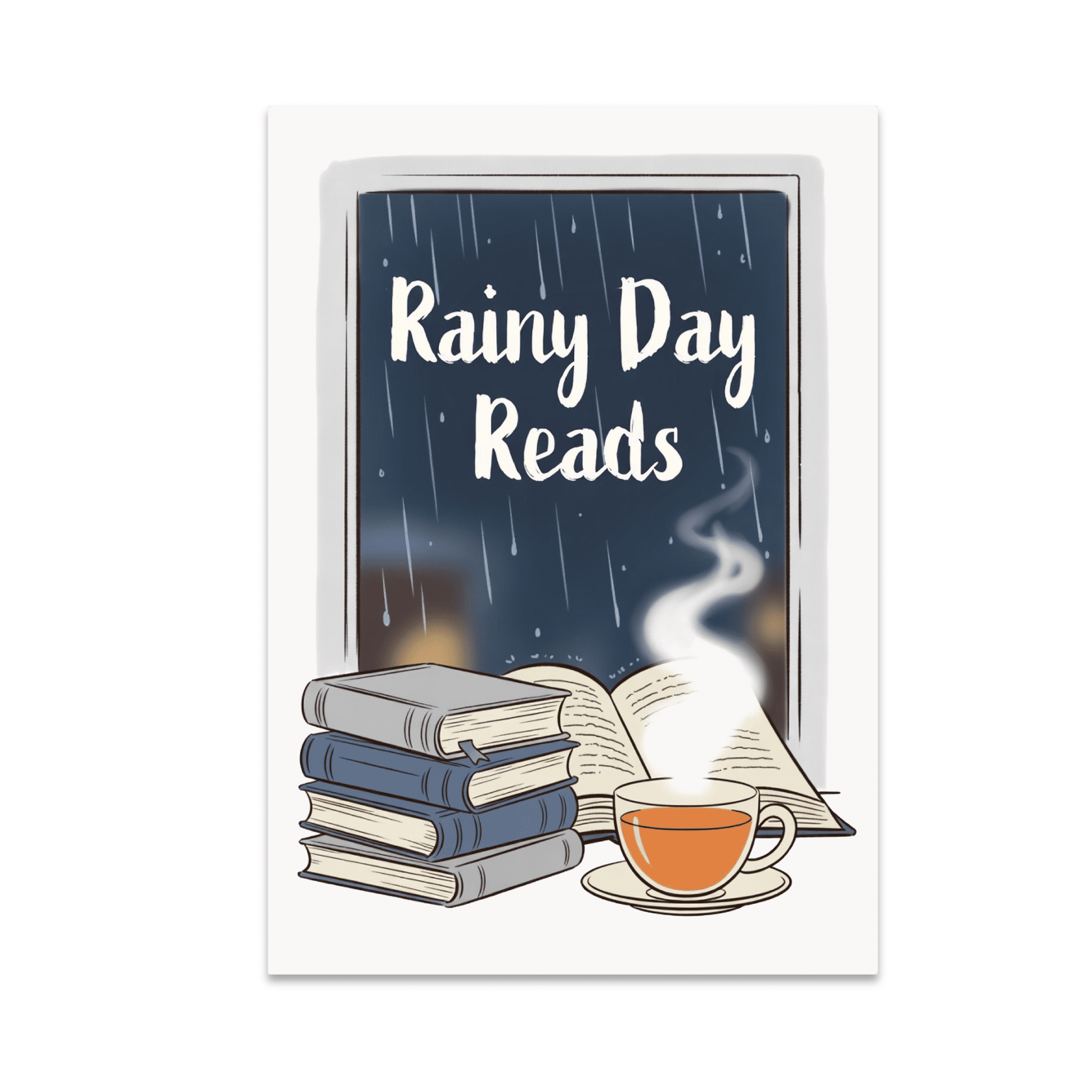 Rainy Day Reads Cozy Reading Nook Art - Book Lover - 13x19 Poster Print ...