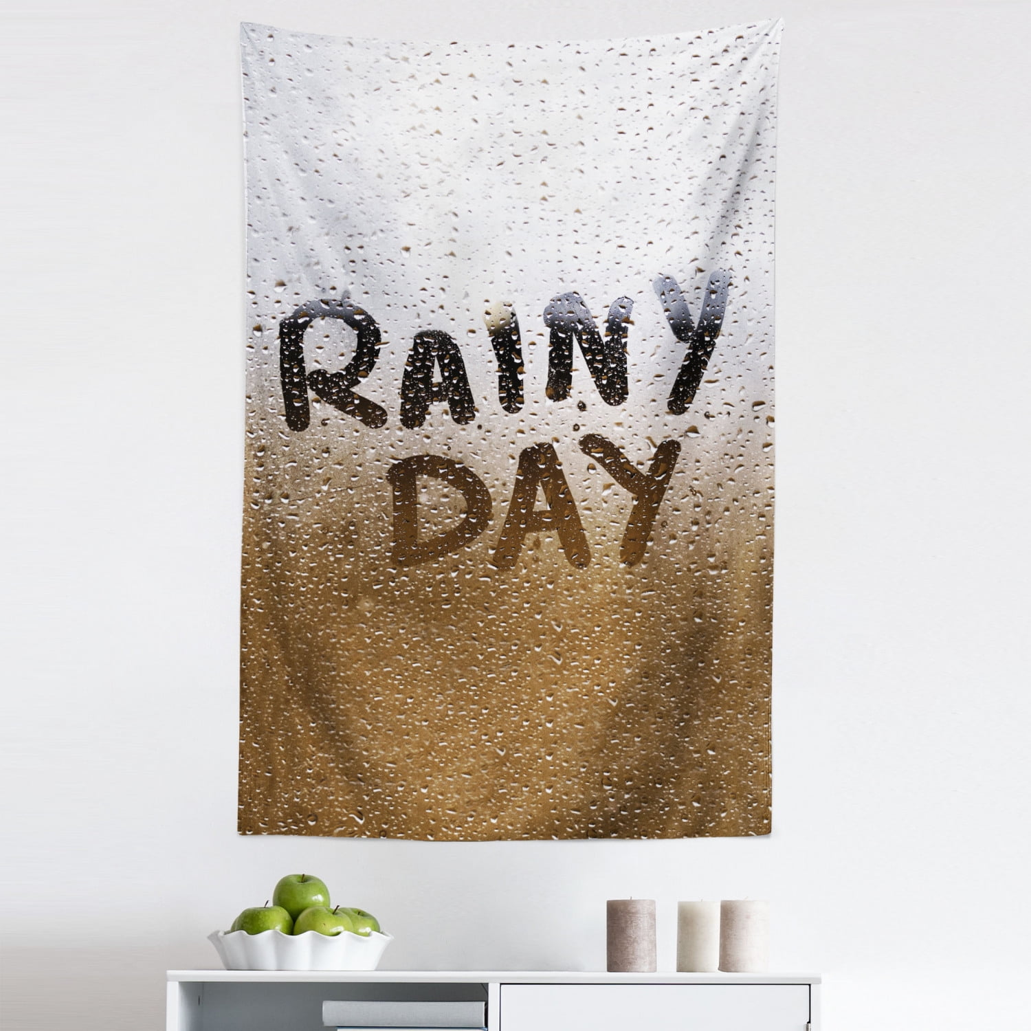 Rainy Day Tapestry, Blurred Background Photo of Raindrops on Window ...