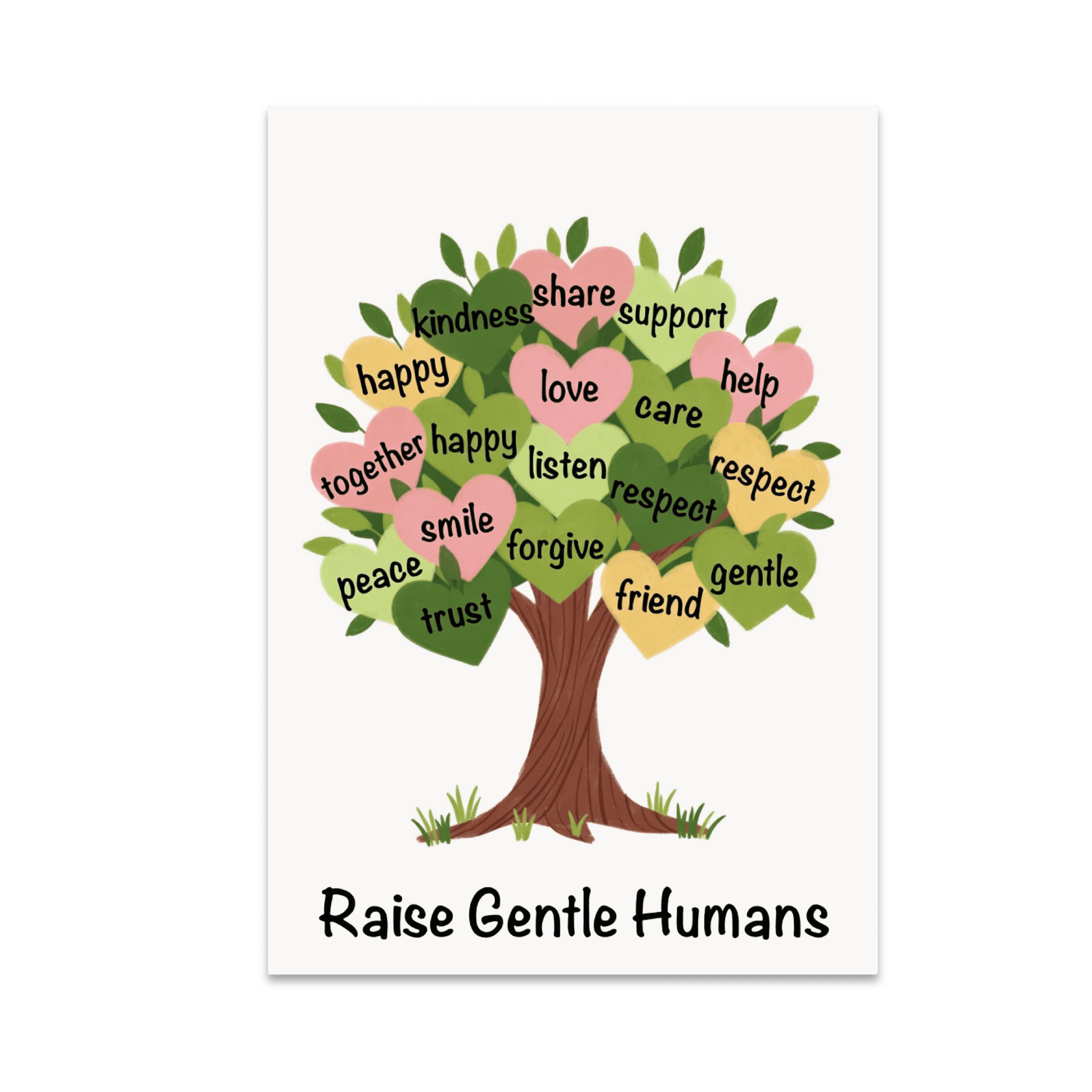 Raise Gentle Humans Kindness Tree Art - Family Wall Decor - 13x19 ...