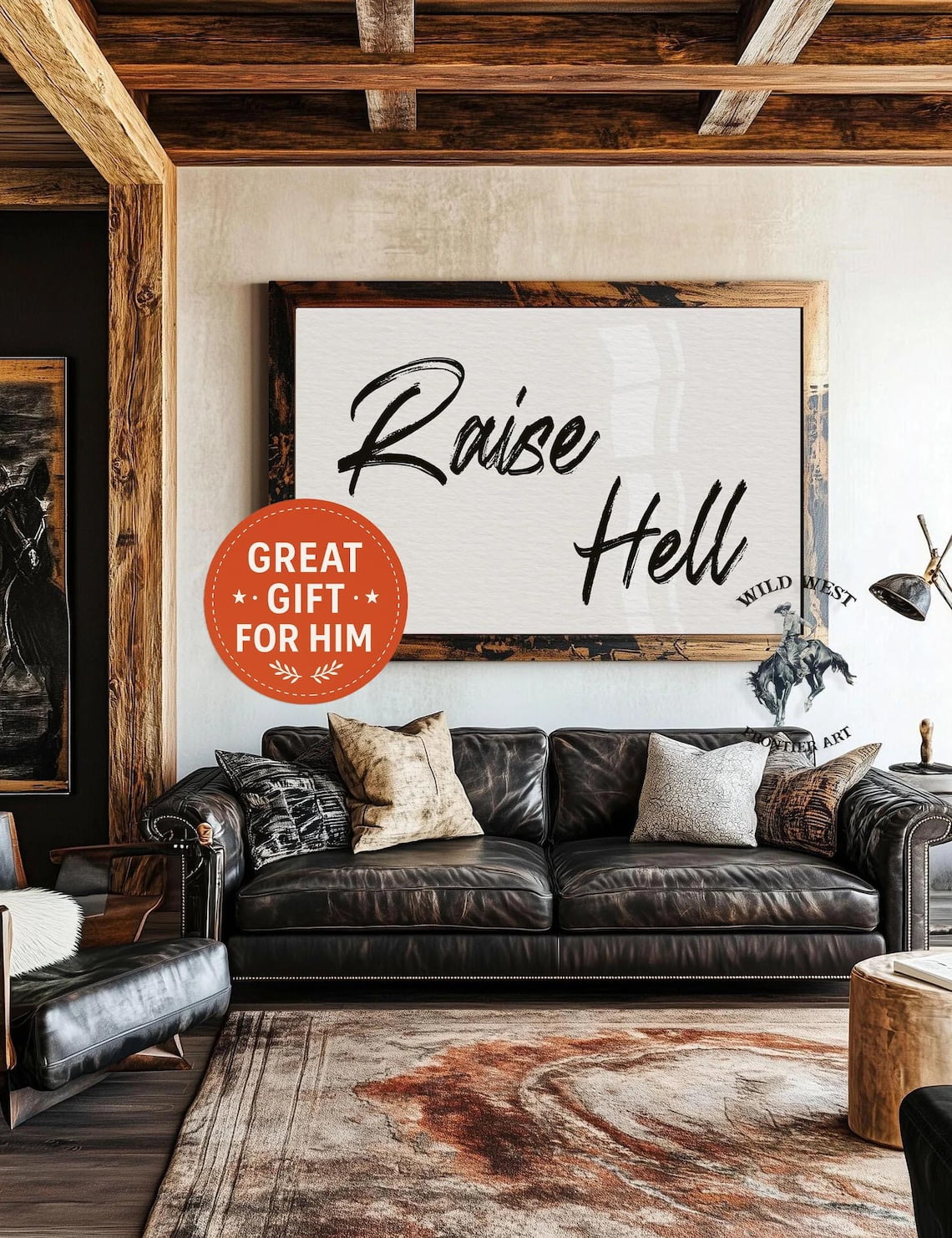 Raise Hell Typography Print: Rustic Western Bar Art #3403, Unframed ...