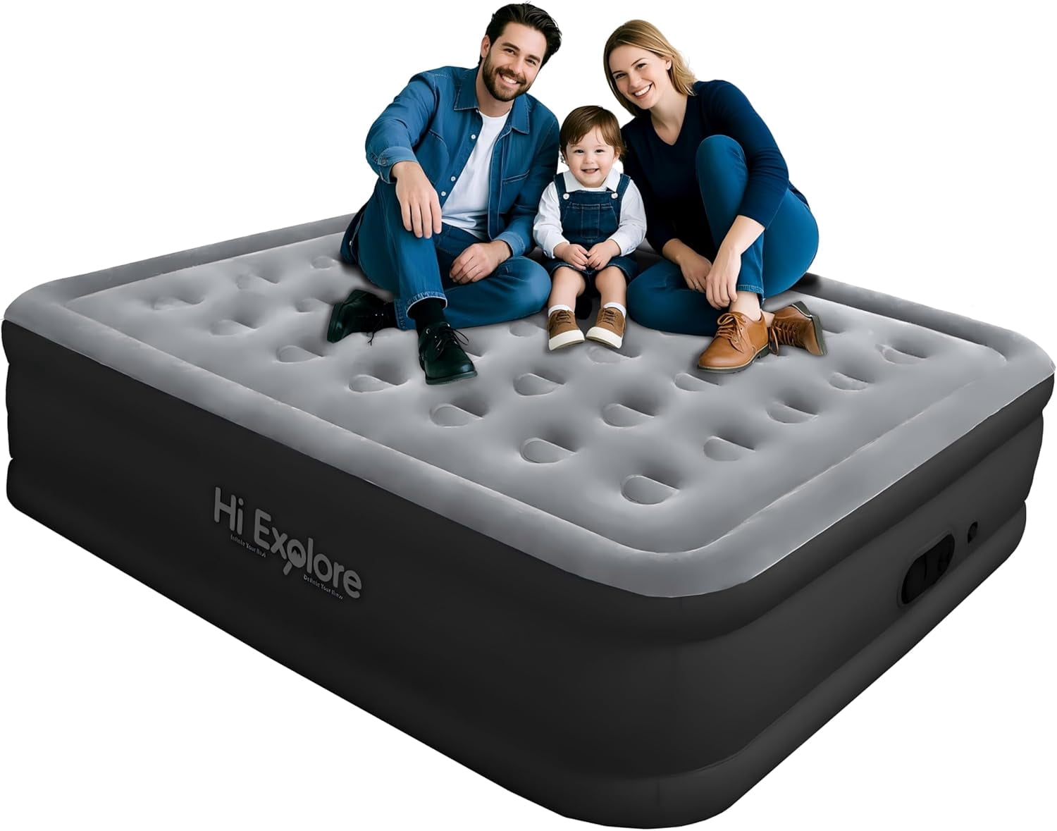 Raised Air Mattress Queen with Built-in Pump, Comfort Plush Inflatable ...