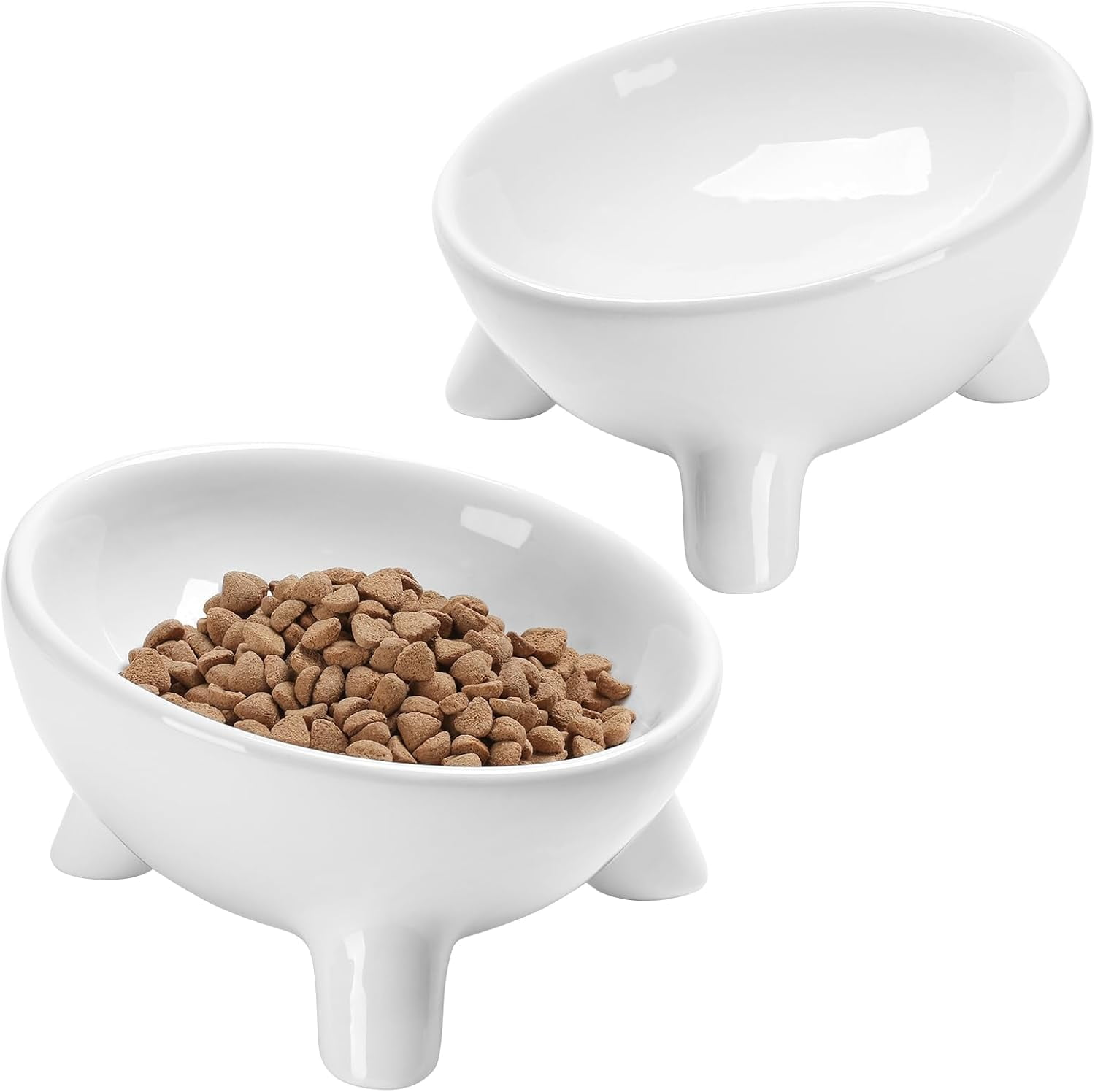 Raised Cat Bowls - Ceramic Elevated Cat Food Bowl Anti-Vomiting ...