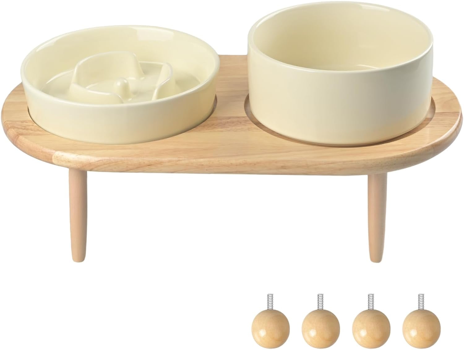 SPUNKYJUNKY Raised Ceramics Slow Feeder with Dog Water Bowl Combo Pack ...