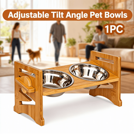 Raised Dog Cat Bowls for Small Breeds with Adjustable Tilt,Stand with 2 ...