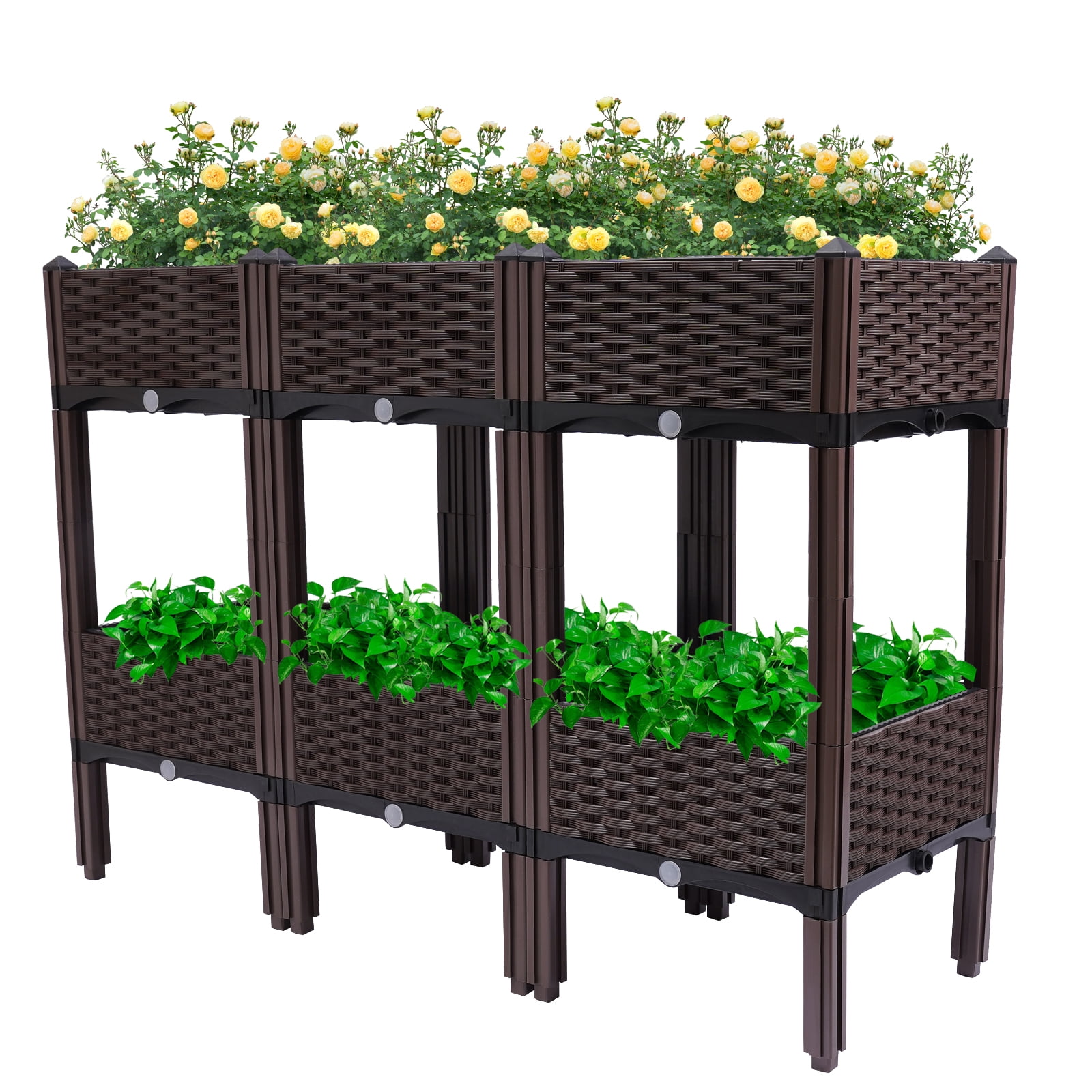 Raised Elevated Garden Bed, Outdoor Vegetables Flower Growing Planter ...