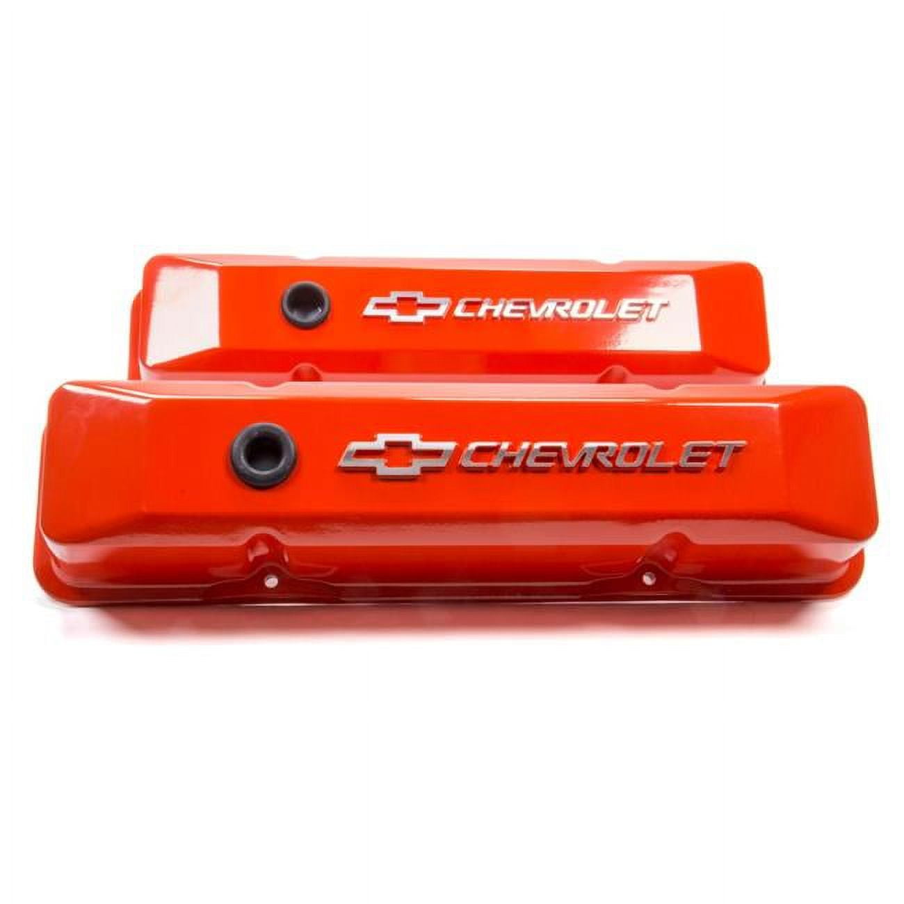Raised Emblem Orange Diecast Valve Covers for Small Block Chevy ...
