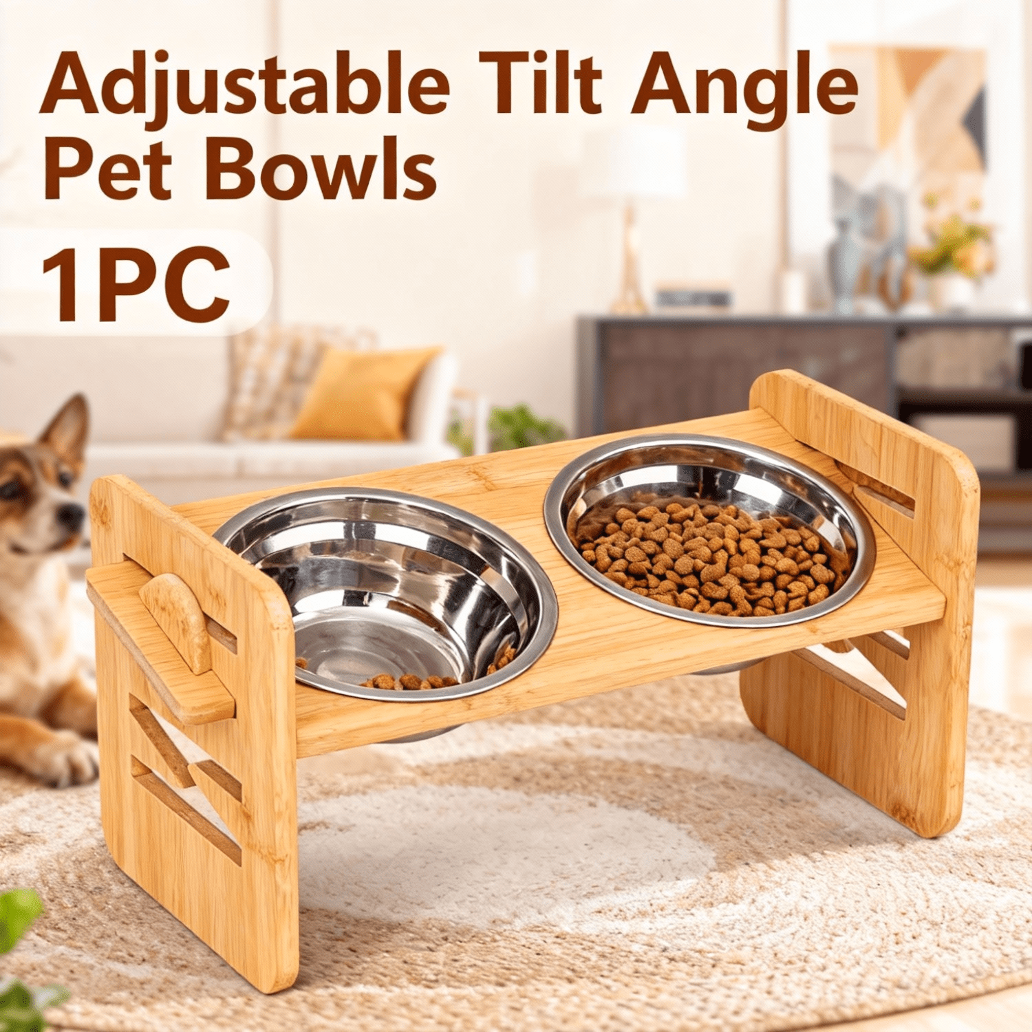 Raised Feeding Station for Small Dogs & Cats Featuring Adjustable Bowl ...