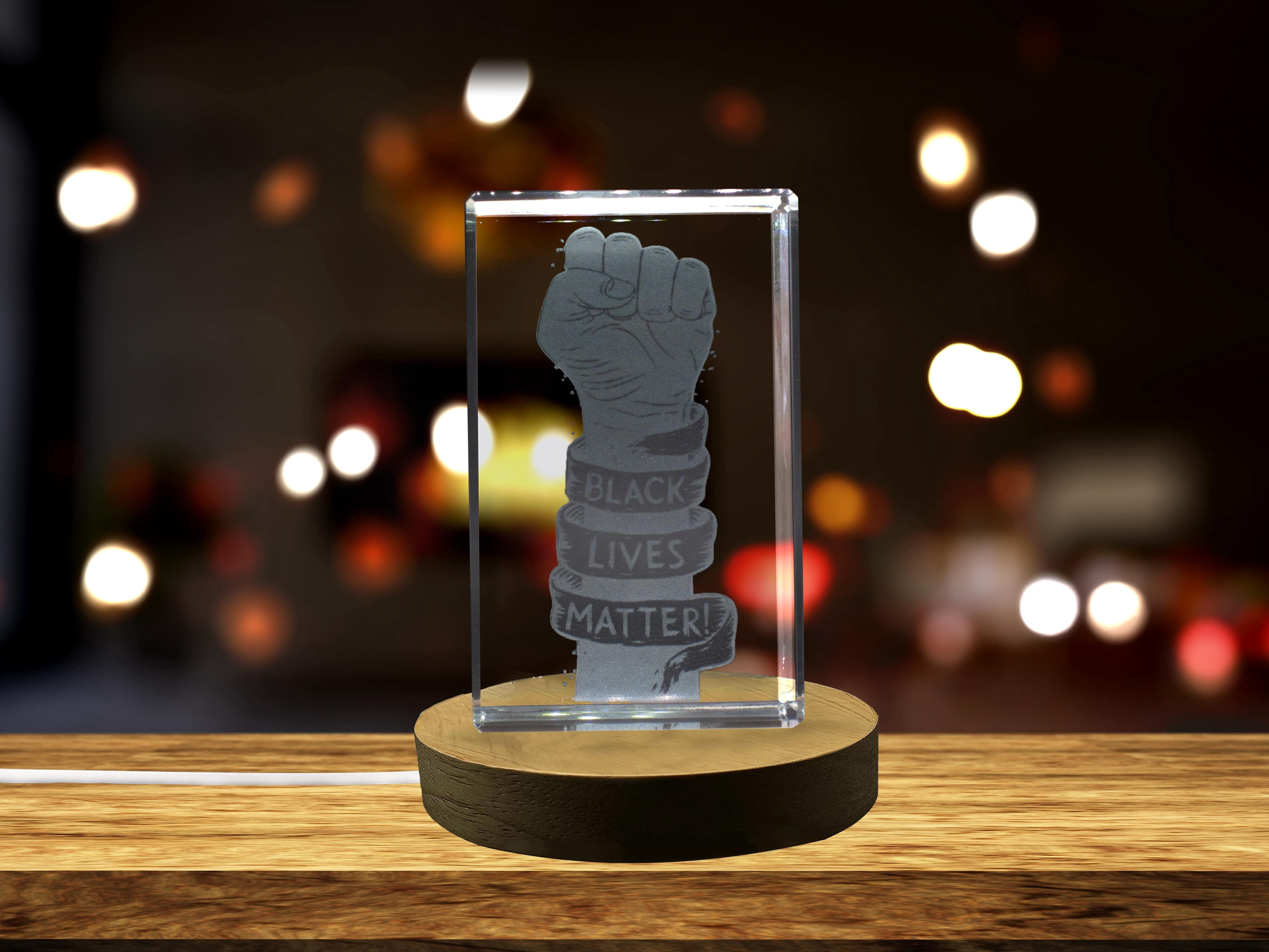 Raised Fist 3D Engraved Crystal 3D Engraved Crystal Keepsake/Gift/Decor ...