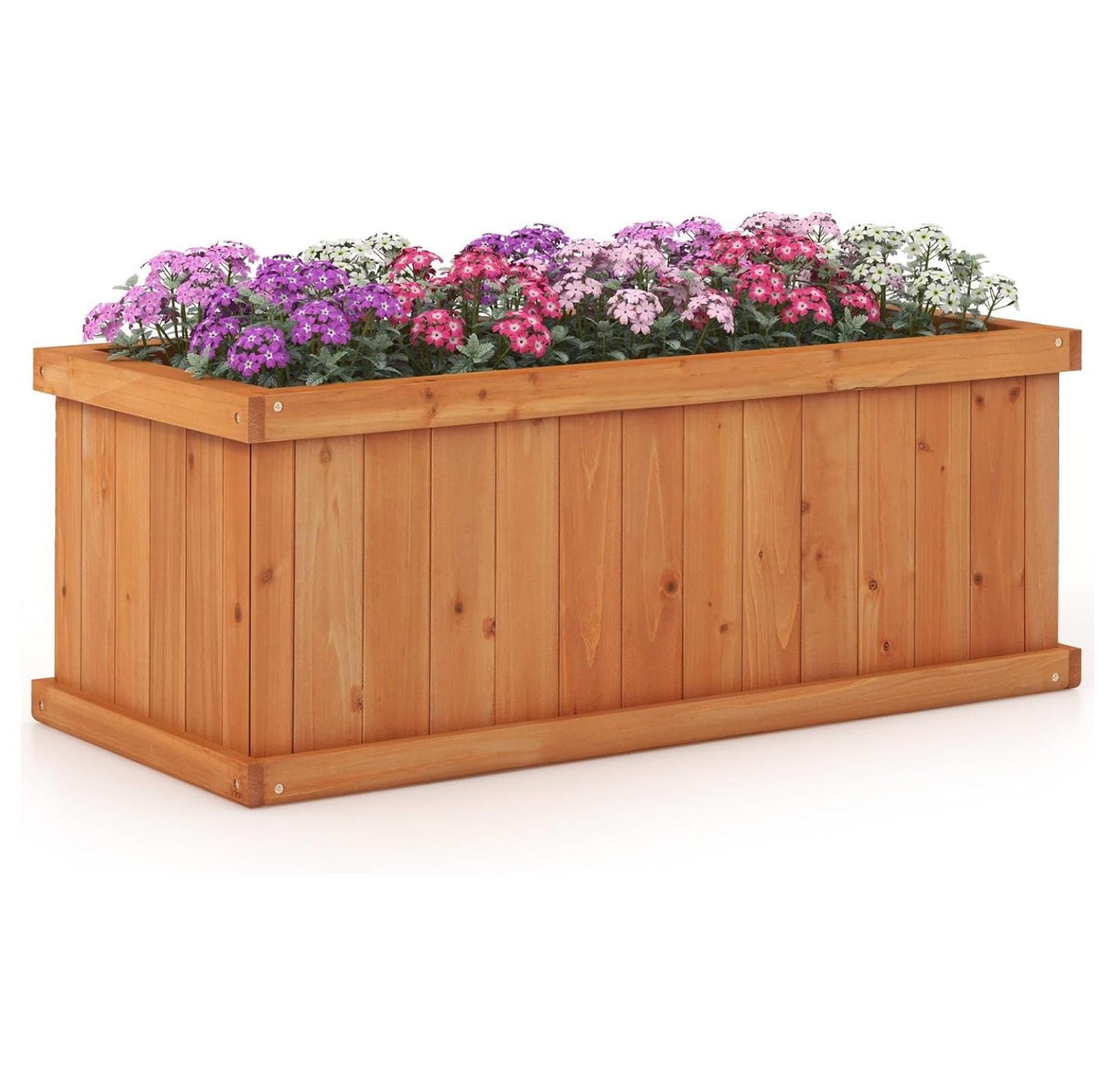 Raised Garden Bed, 31” X 14” X 12” Fir Wood Rectangle Planter Box W/4 ...