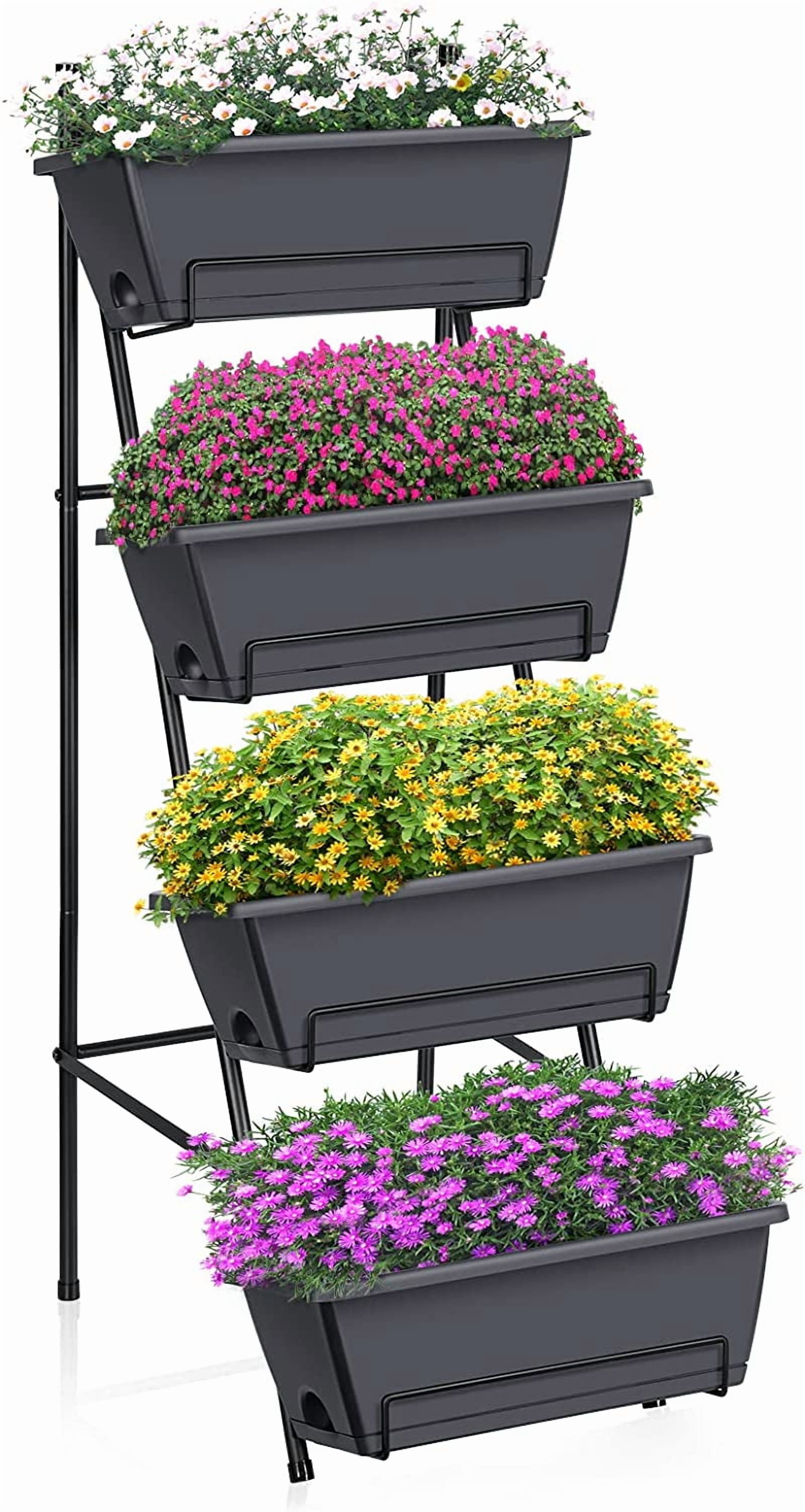 Raised Garden Bed 4 Tier Vertical Garden Planter, Gray - Walmart.com