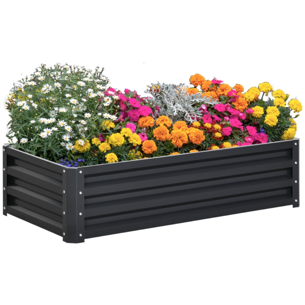 Raised Garden Bed 4‘ x 2‘ x 1‘ Galvanized Planter Box for Vegetables ...