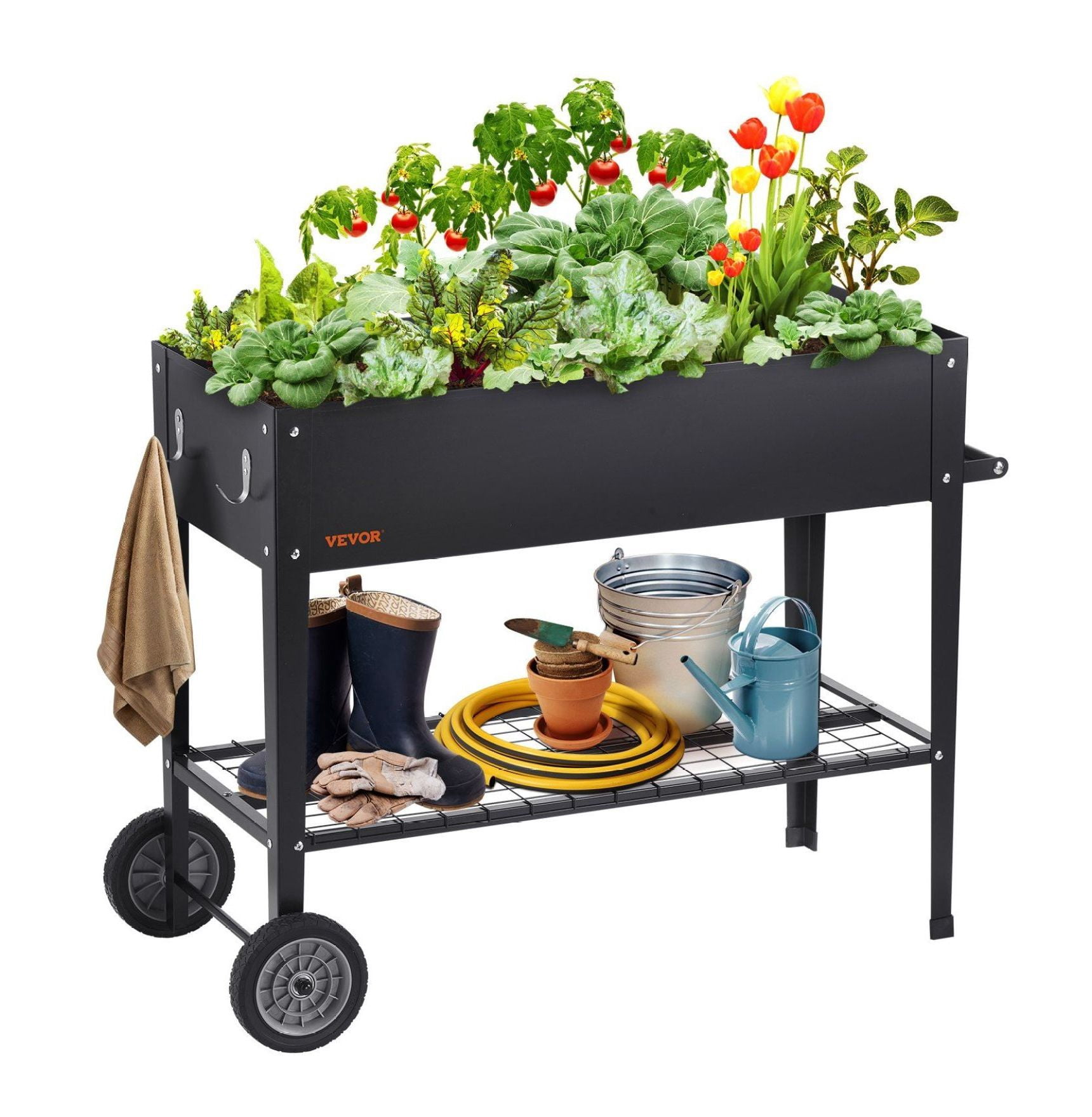 Raised Garden Bed, 42.5 x 19.5 x 31.5 inch Galvanized Metal Planter Box ...