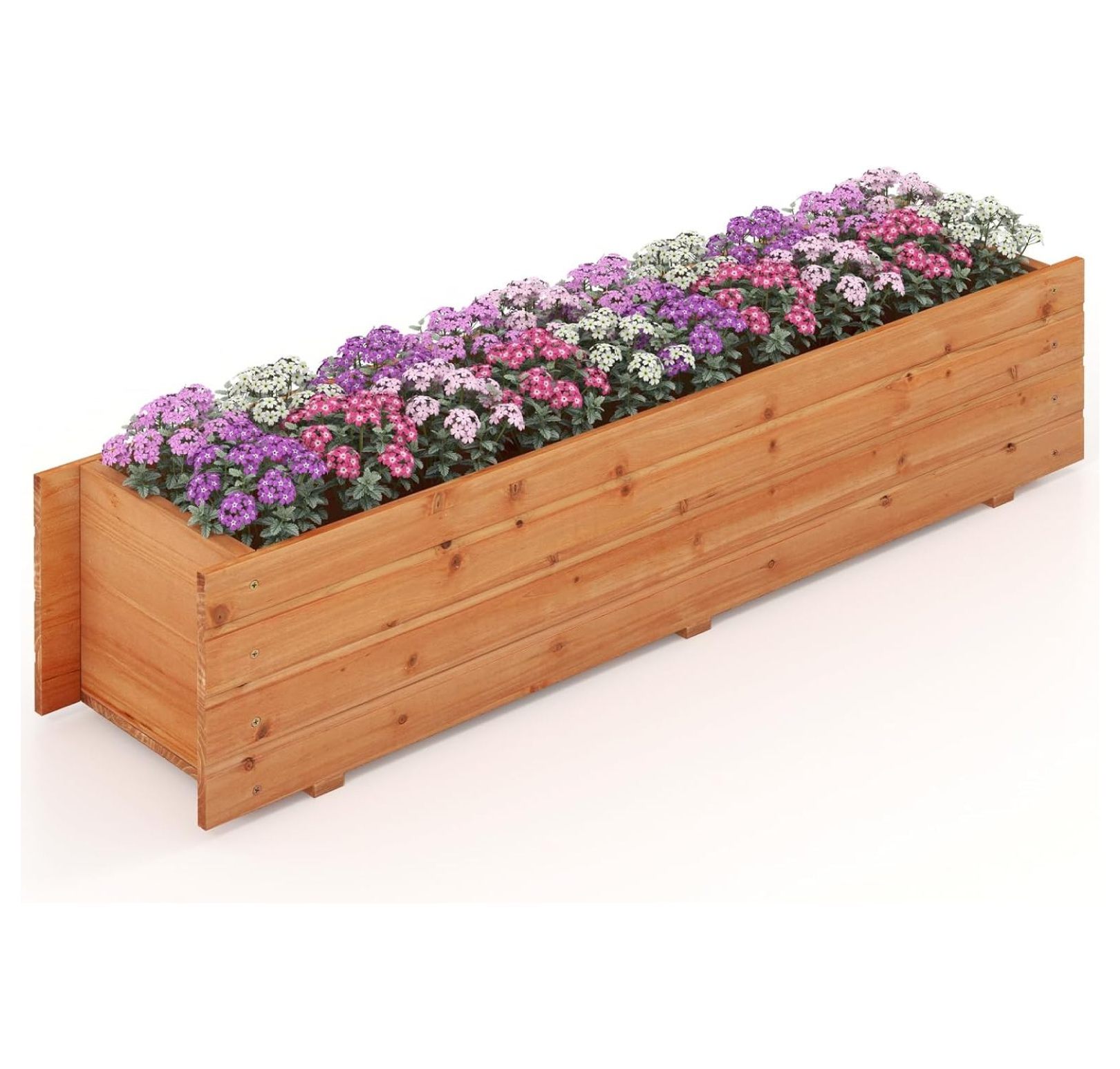 Raised Garden Bed, 44" x 11" x 10" Wood Rectangle Planter Box with ...