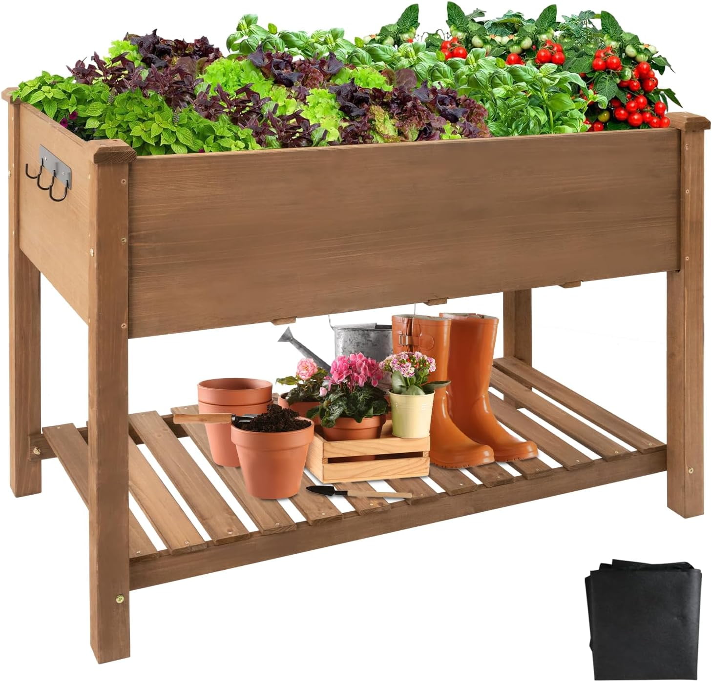 Raised Garden Bed 48x23x30in, Elevated Wood Planter Box Can Grow ...