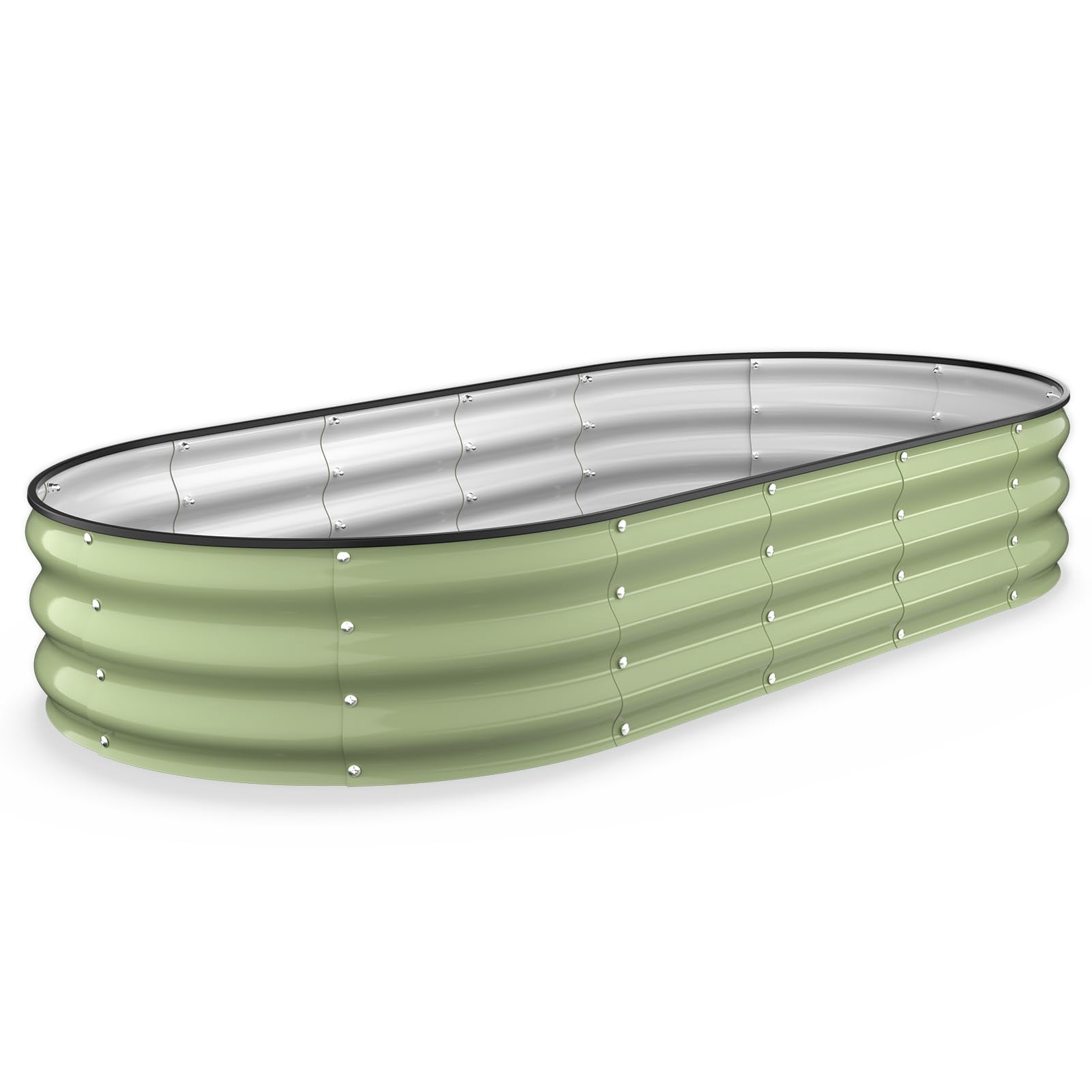 Raised Garden Bed 4x2x1 FT Galvanized Steel Oval Open-Bottom Design 12 ...
