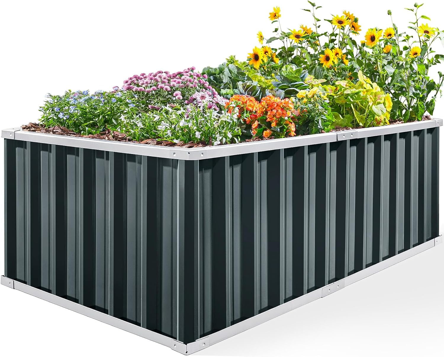 Raised Garden Bed 68" X 36" X 24" Galvanized Steel Metal Planter Box ...