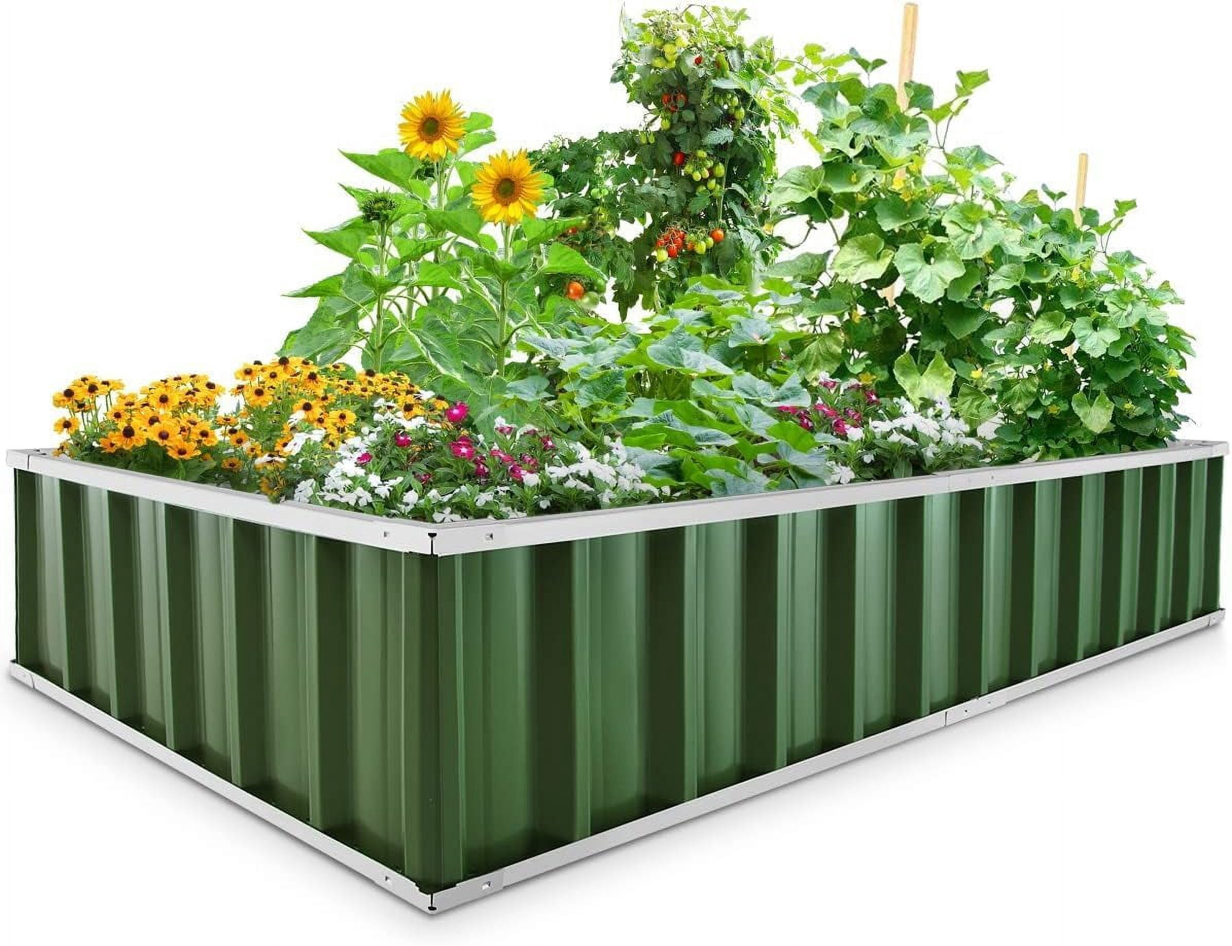 Raised Garden Bed 68"x 36"x 12" Galvanized Steel Metal Outdoor Garden ...