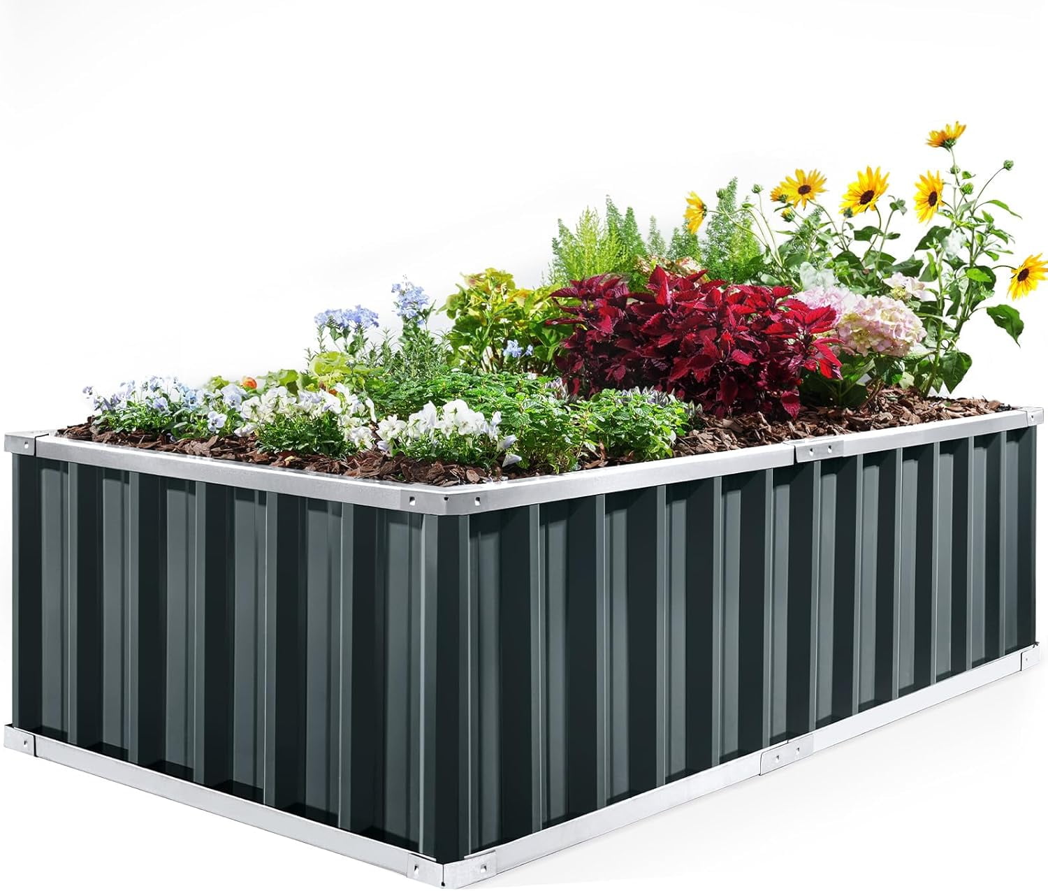 Raised Garden Bed 68" x 36" x 18" Heightened Galvanized Steel Metal ...
