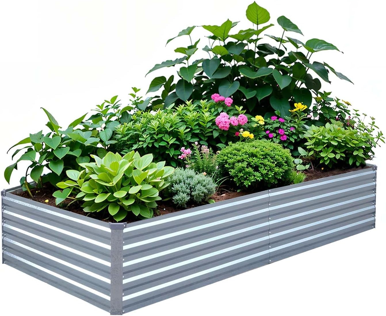 Raised Garden Bed, 6x3x1.5ft Galvanized Raised Garden Bed for Outdoor ...