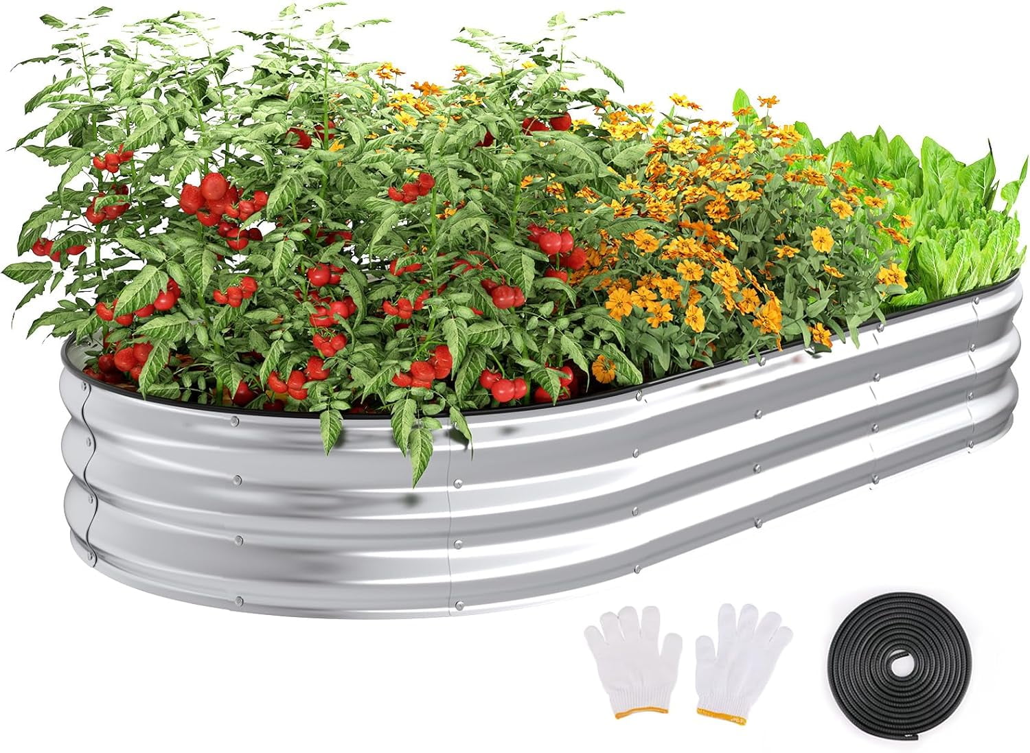 Raised Garden Bed, 6x3x1ft Galvanized Outdoor Planter Beds with Safety ...