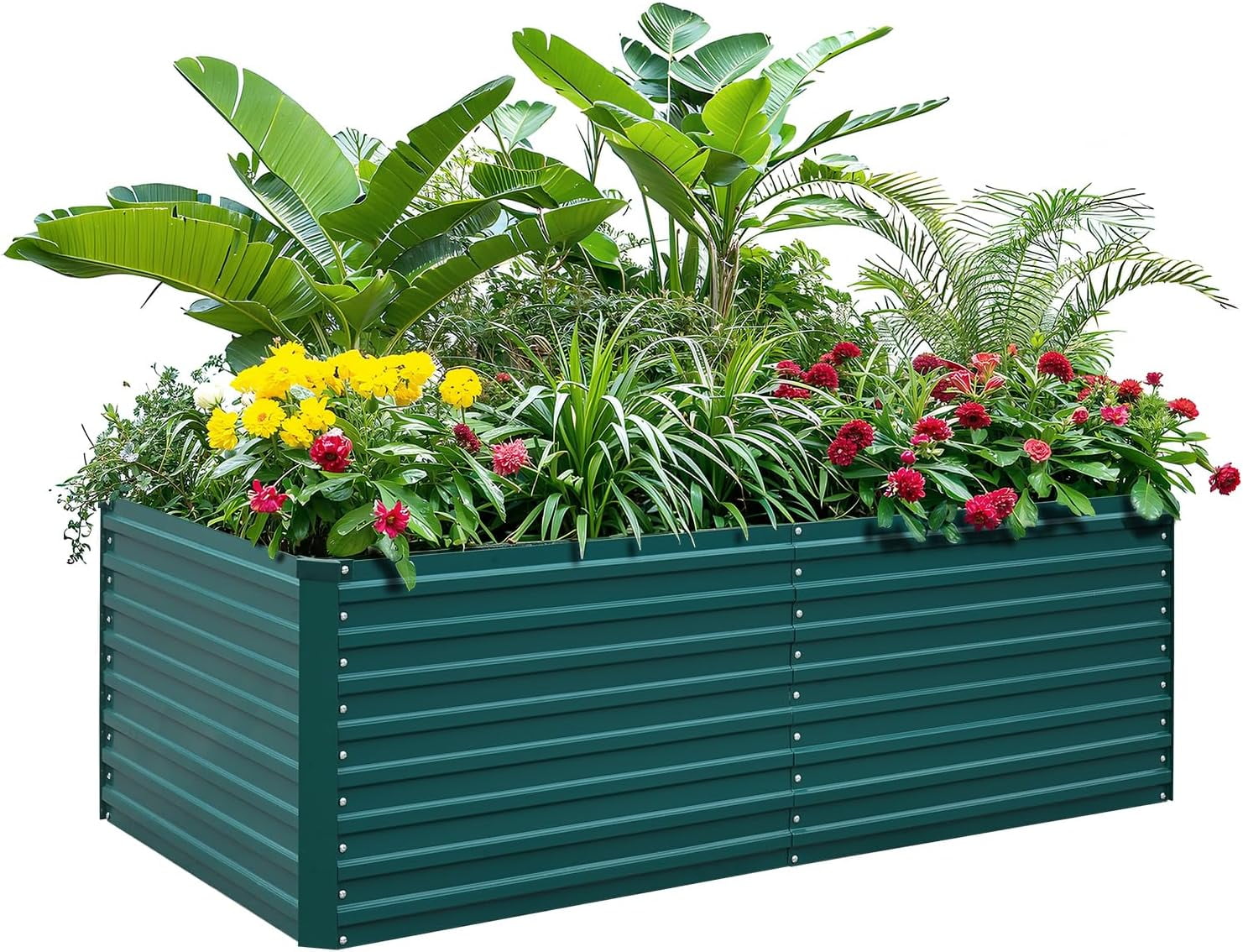 Raised Garden Bed 8×4×1.5FT, Galvanized Raised Garden Beds Outdoor for Vegetables Flowers Herbs ...